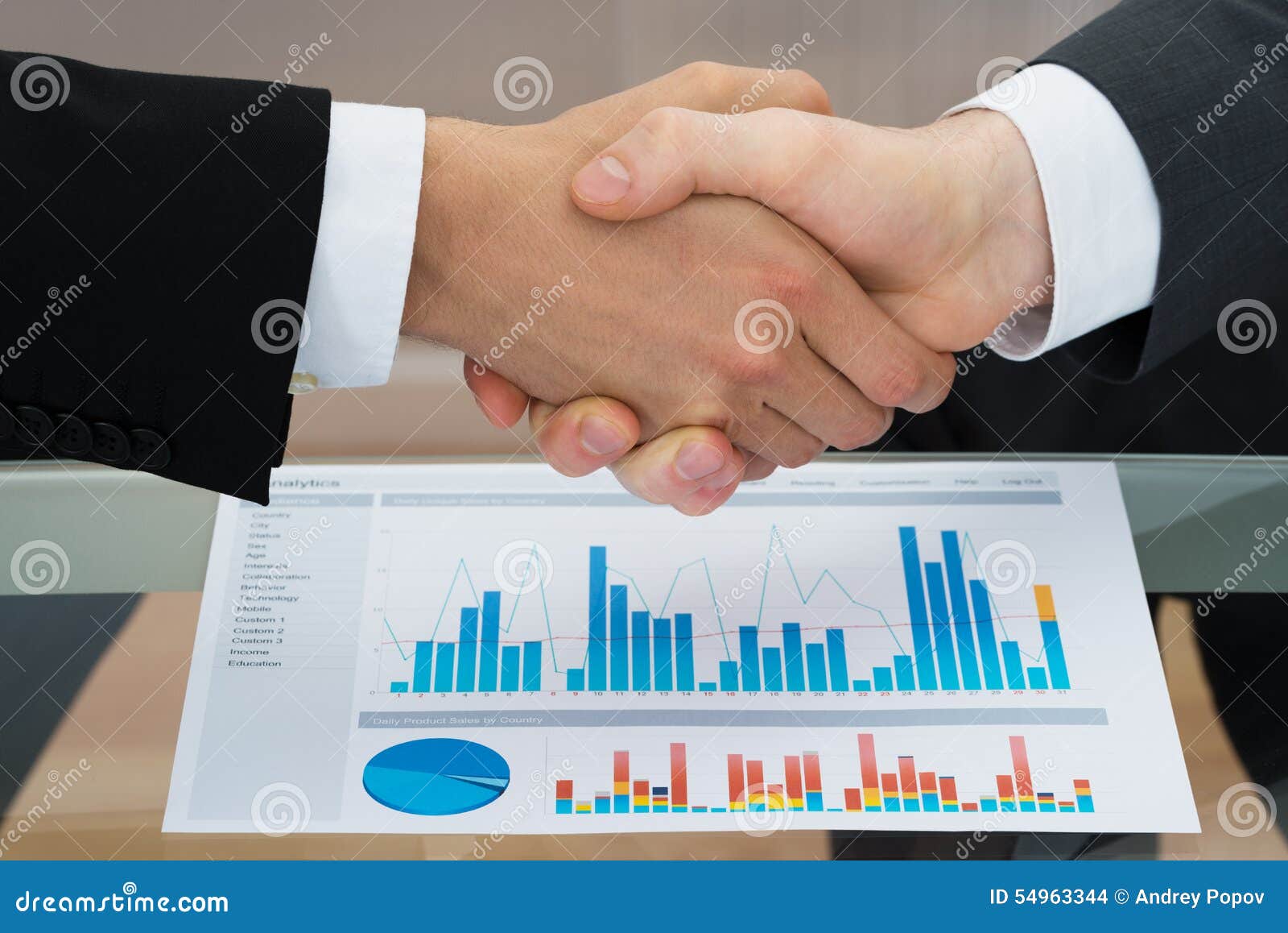Businesspeople Shaking Hands With Virtual Chart Royalty-Free Stock ...