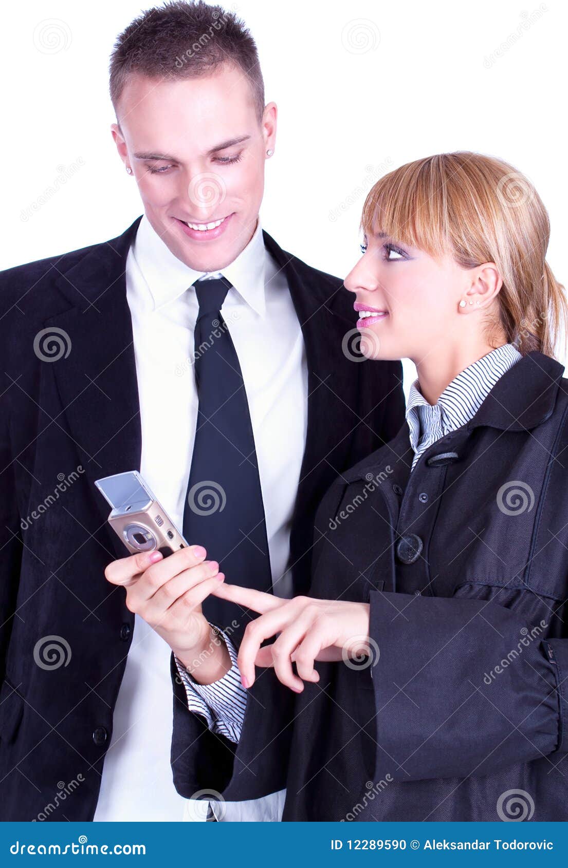 Businesspeople Sharing Info on Mobile Phones Stock Photo - Image of ...
