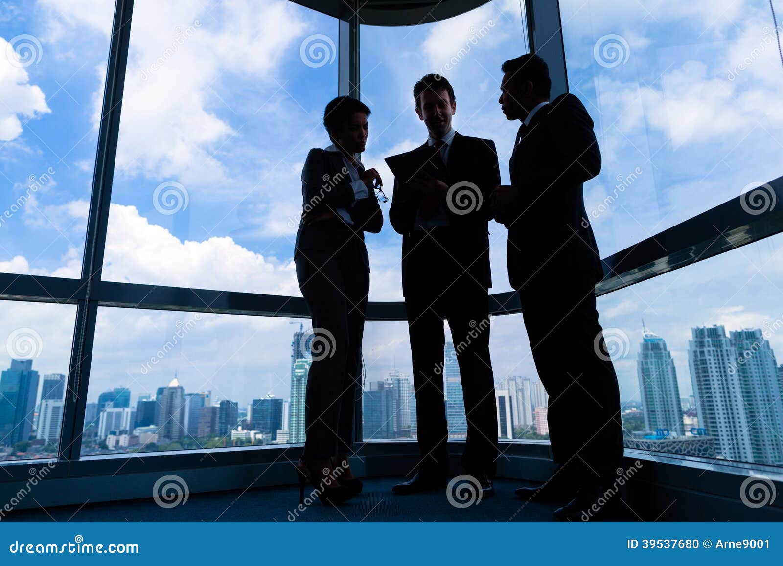 Businesspeople Standing at Office Windo Working Stock Photo - Image of ...