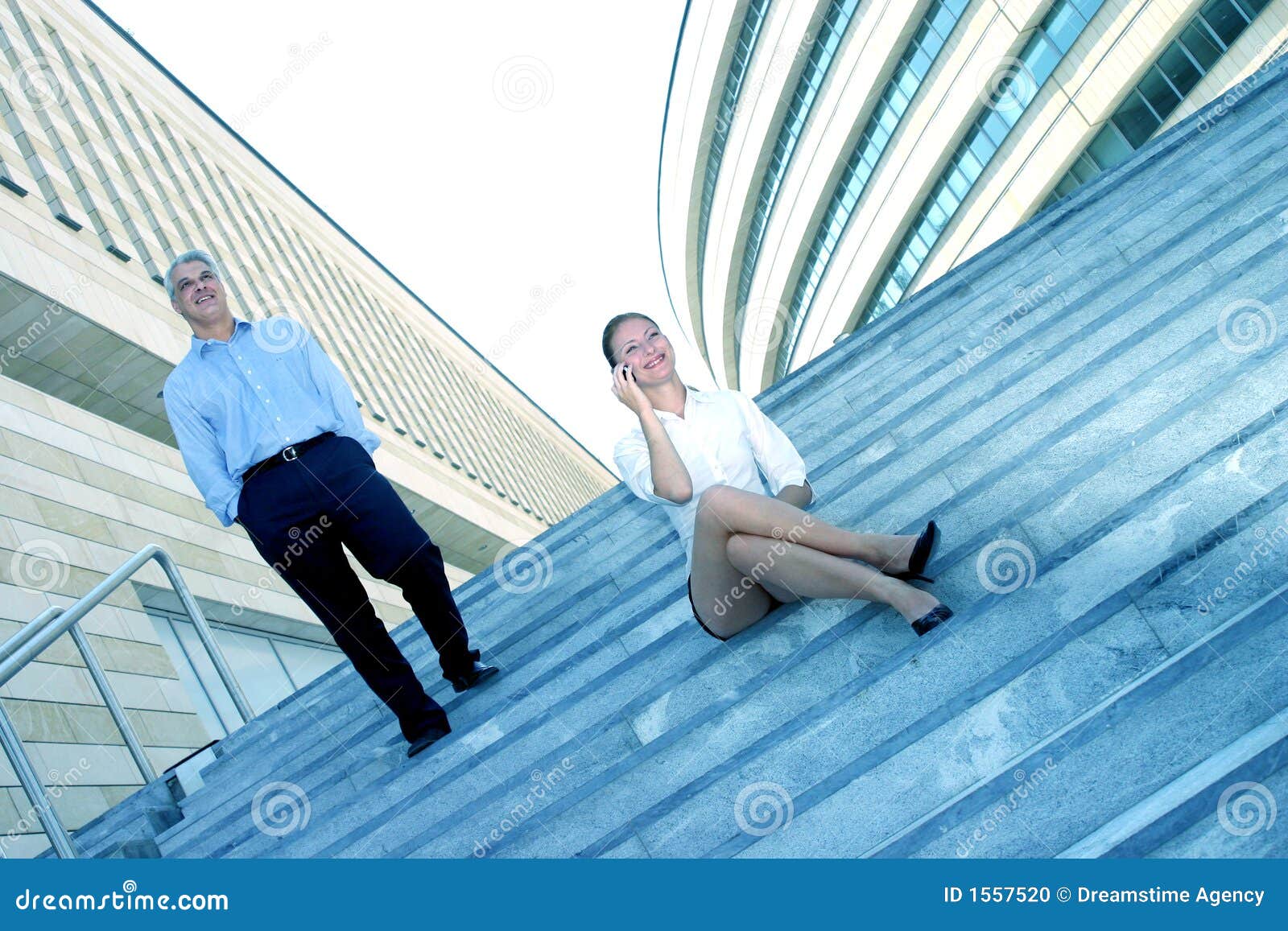 Businesspeople on Steps of Office Complex Stock Photo - Image of ...