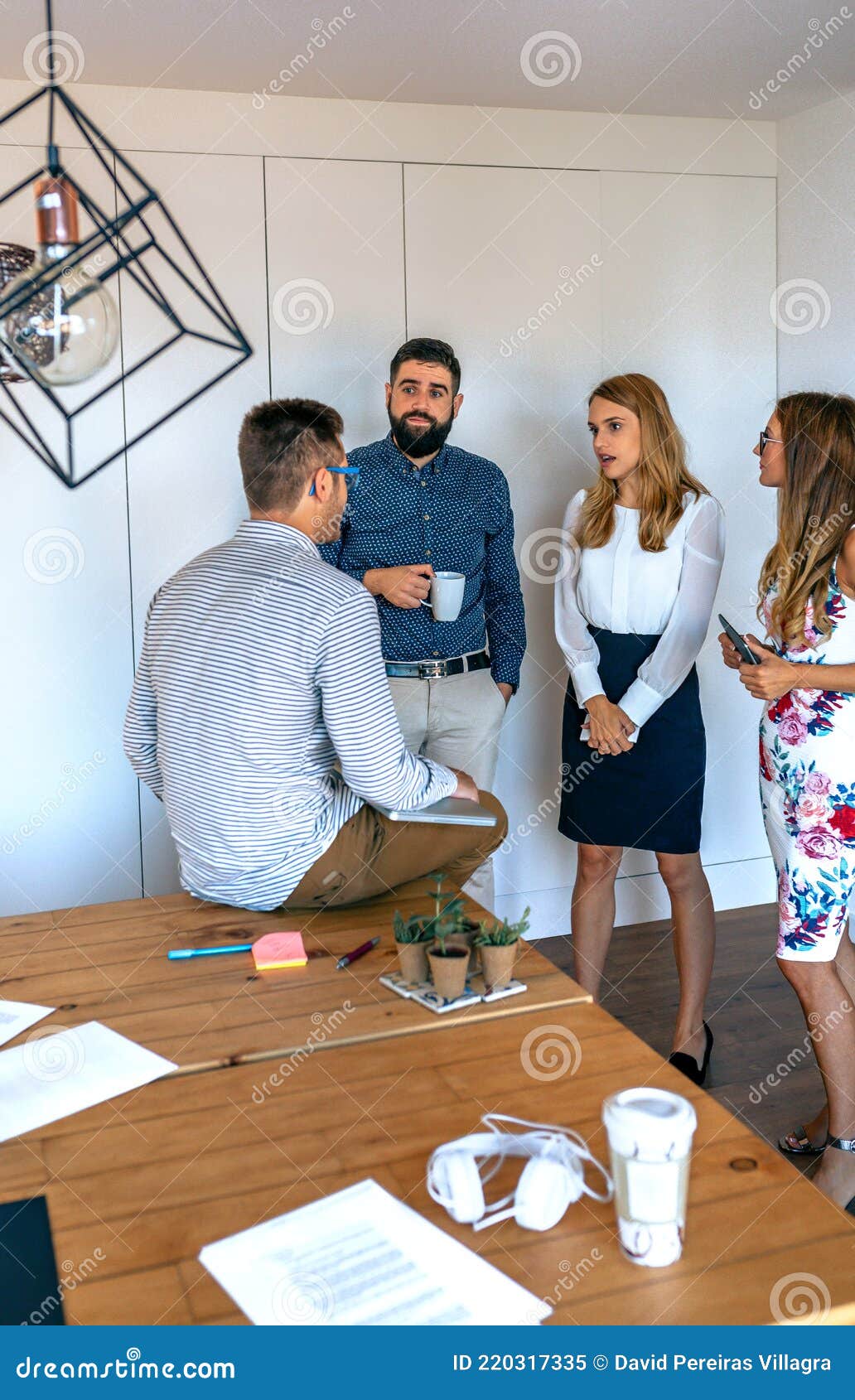 Businesspeople Talking at Work Break in the Office Stock Image - Image ...