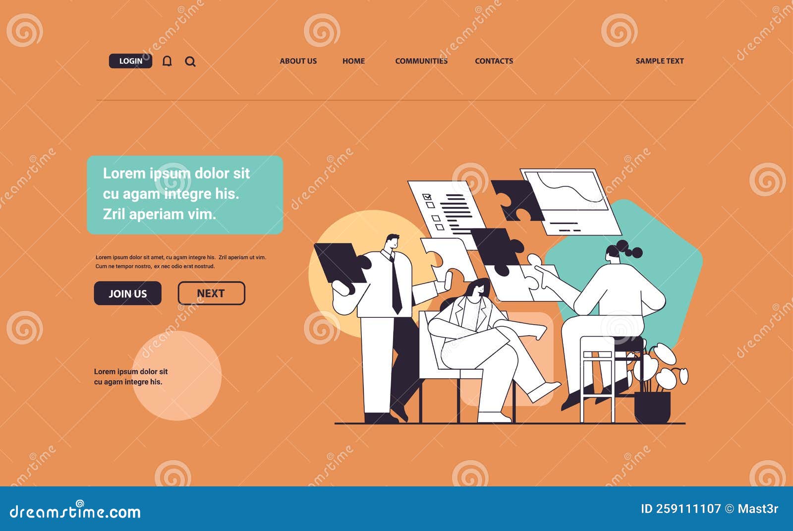 Businesspeople Team Putting Puzzle Pieces Business Partners Working ...