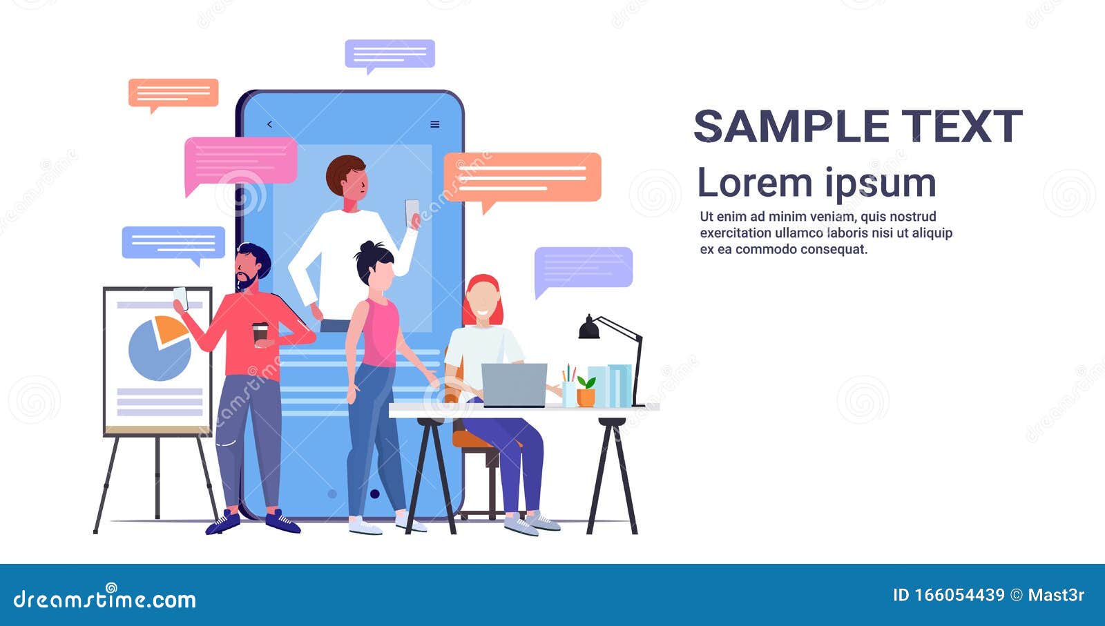 Businesspeople Using Chatting Apps on Digital Devices Social Network ...