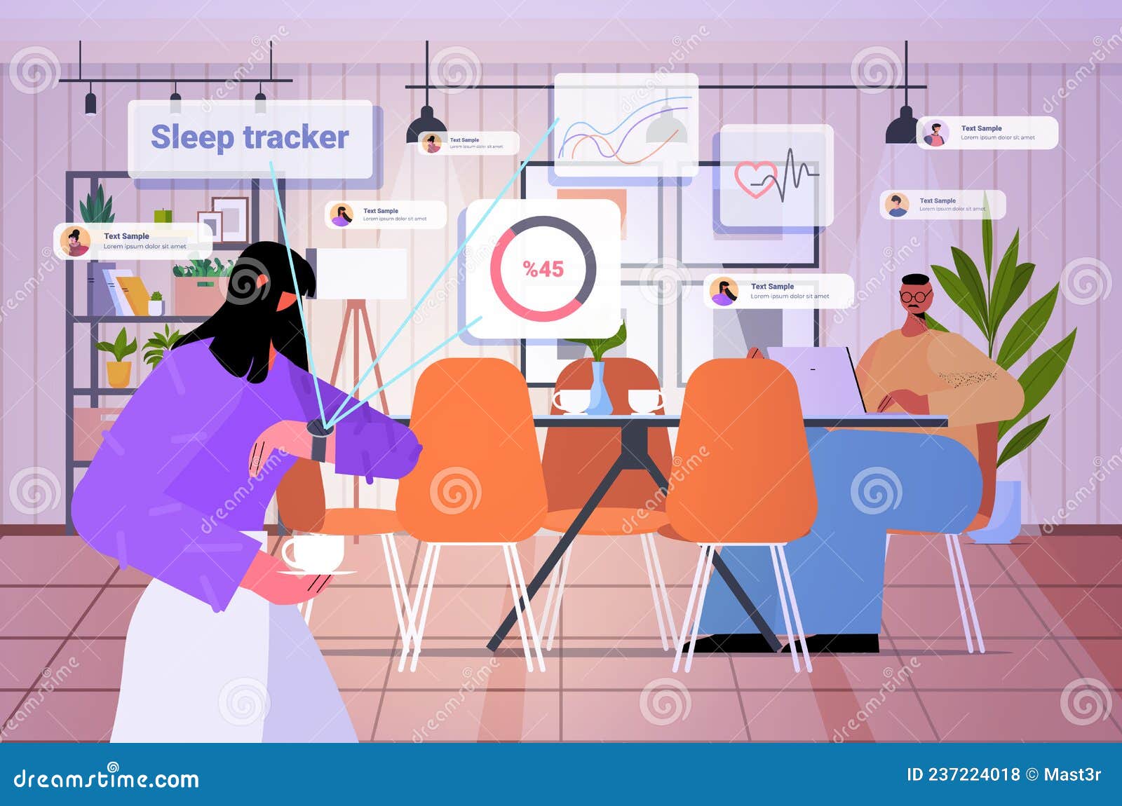 Sleep Control Cartoon Concept Vector. Young Woman Character Uses Smart ...