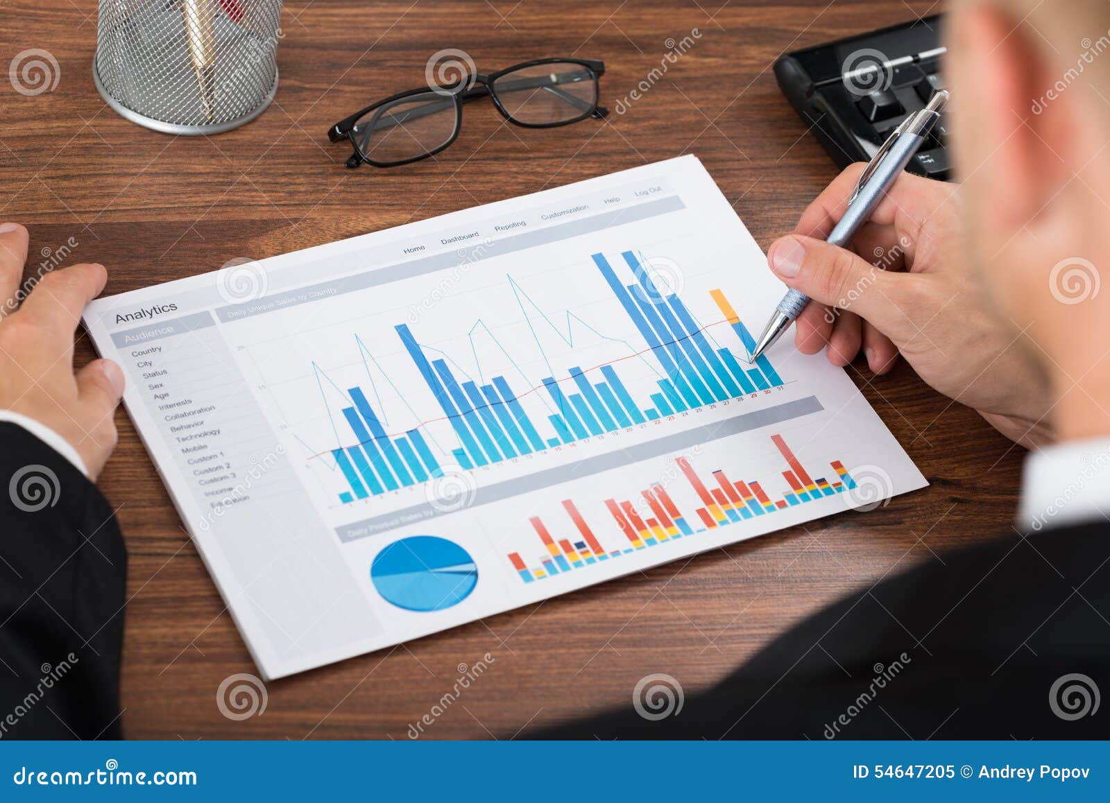 Businessperson Analyzing Graph Stock Image - Image of desk, advisor ...