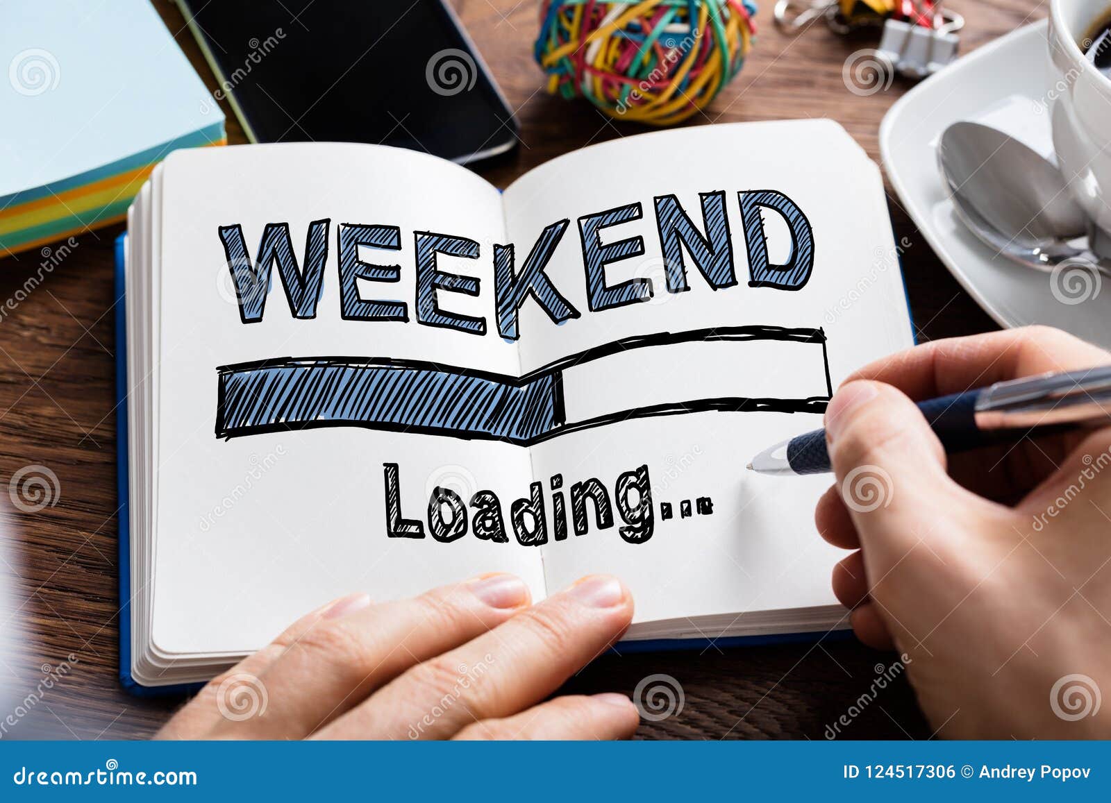 Businessperson Drawing Weekend Loading Bar on Notebook Stock Photo ...