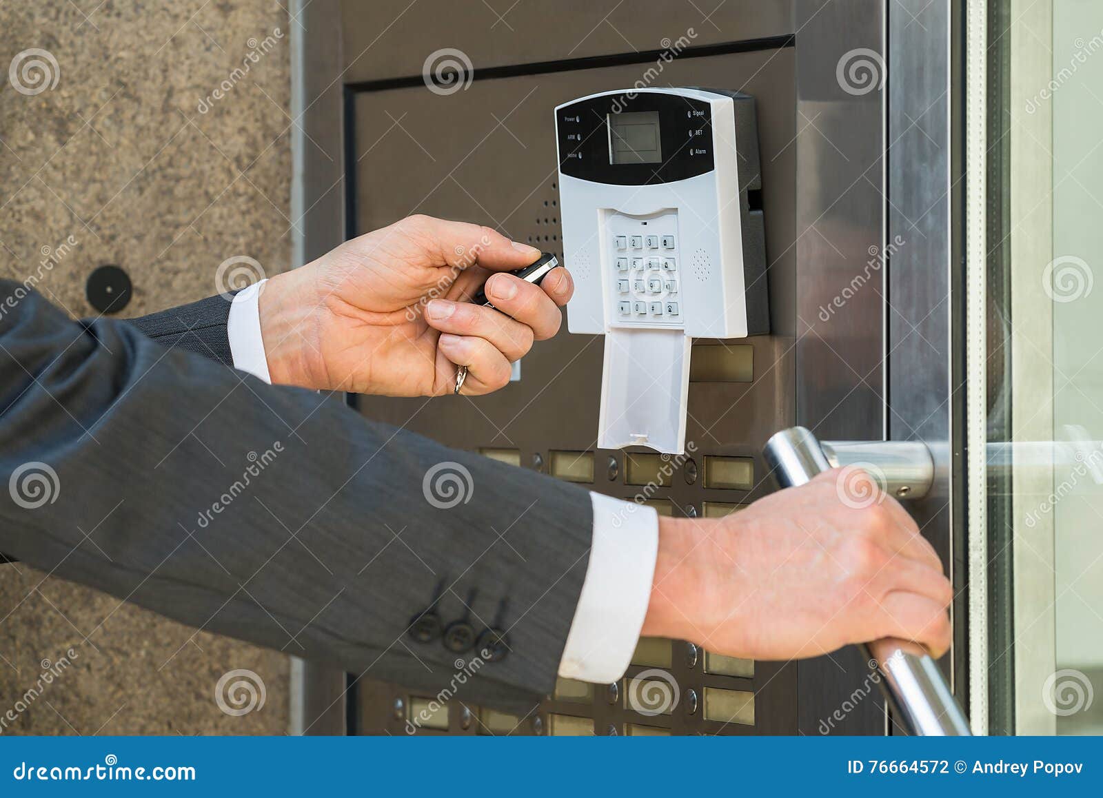 Businessperson Hand Operating Security System Stock Photo - Image of ...
