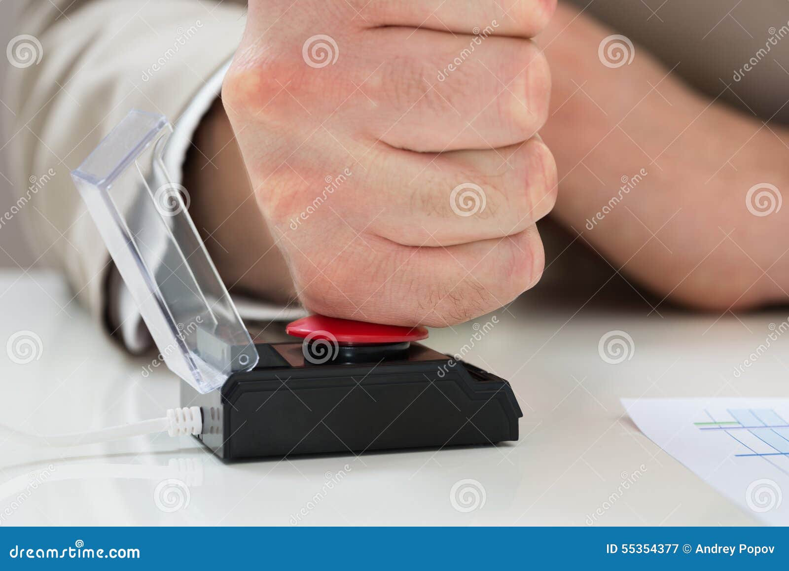 Businessperson Hand Pressing Emergency Button Stock Image - Image of ...