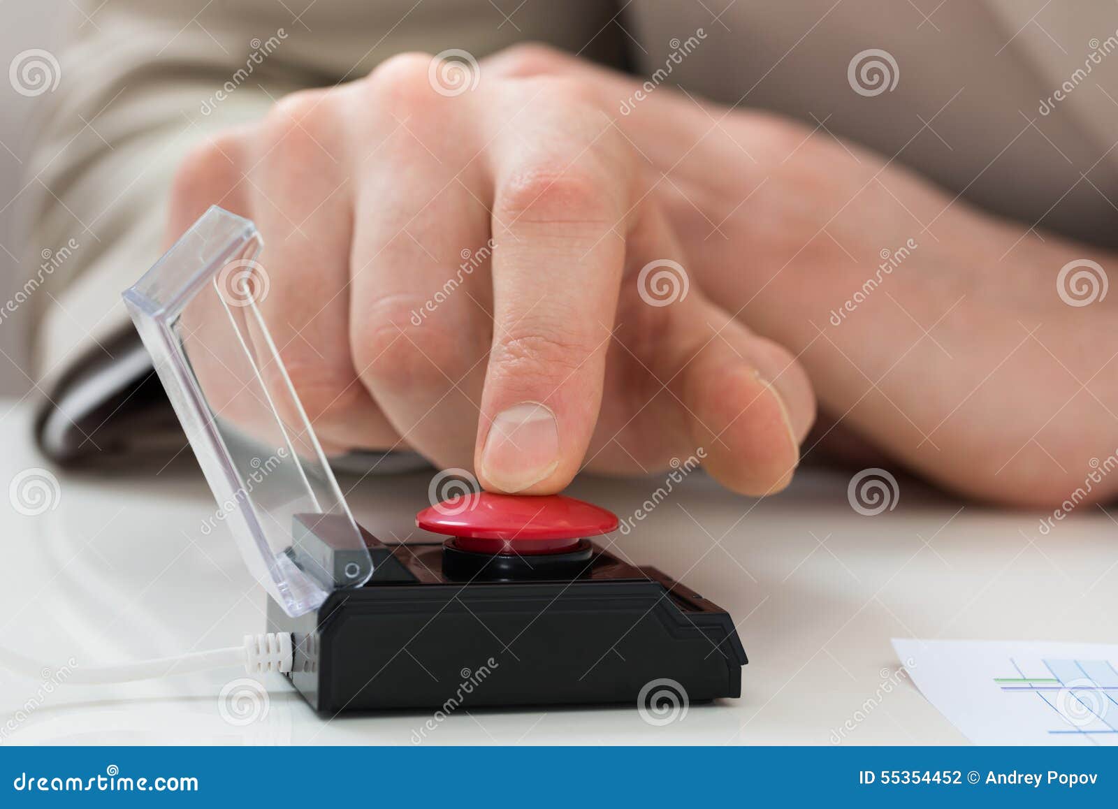 Businessperson Hand Pressing Emergency Button Stock Photo - Image of ...