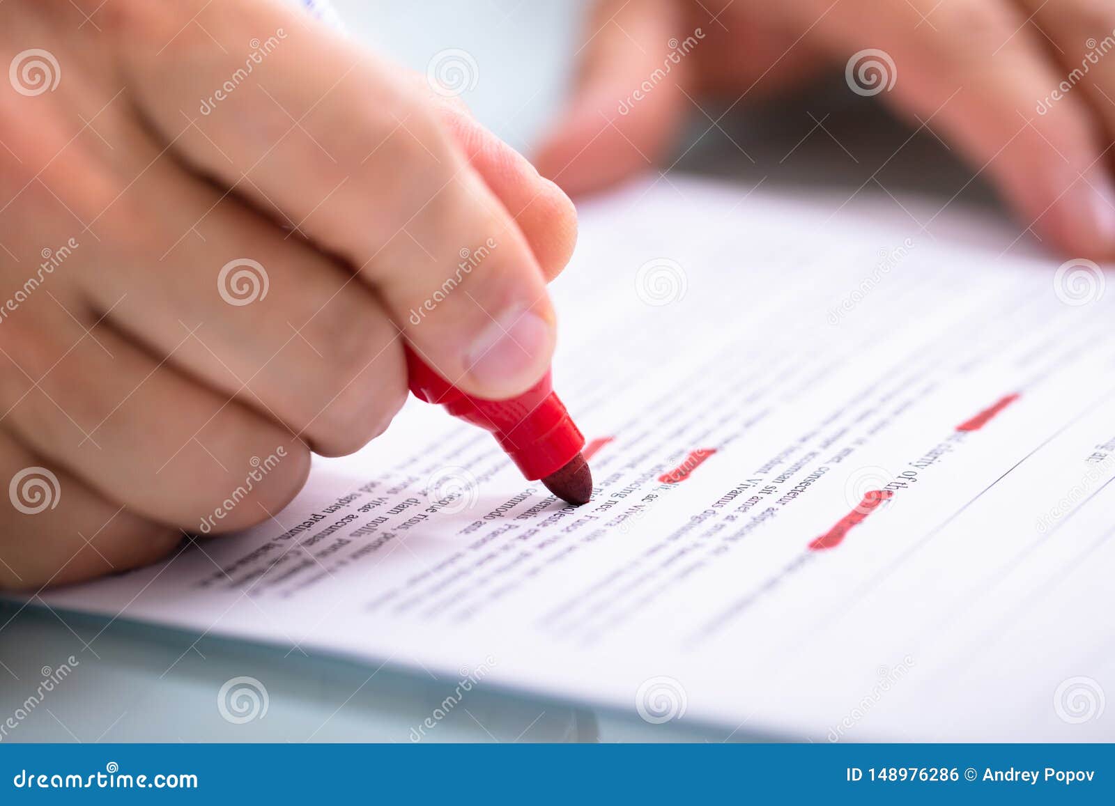 Businessperson Marking Error with Marker on Document Stock Photo ...