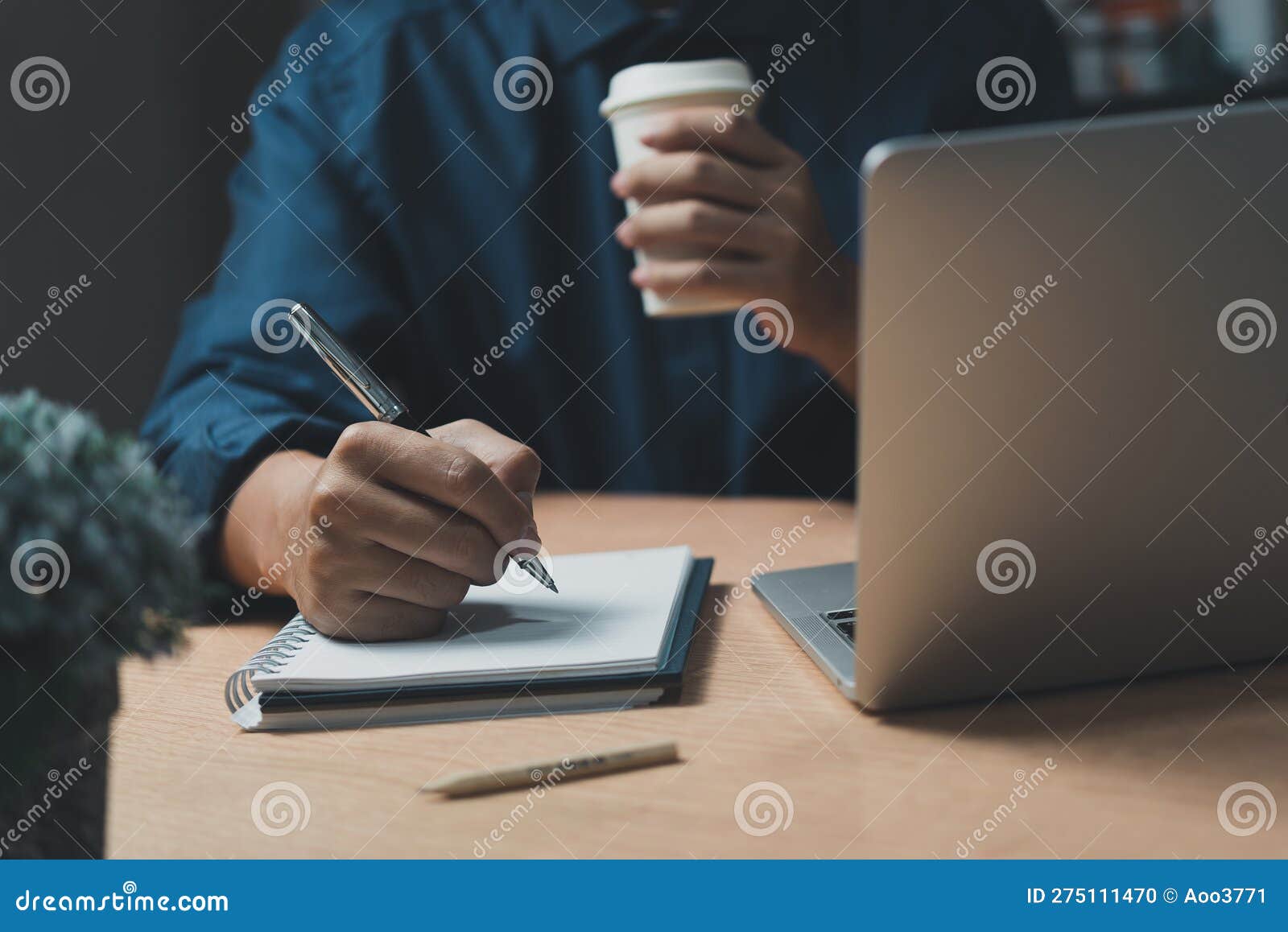 Businessperson Reading and Writing on Book.education Studying Knowledge ...