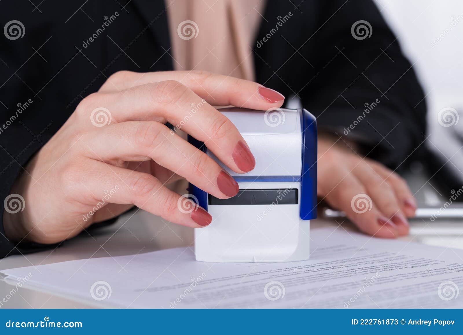 Businessperson Using Stamper on Document Stock Image - Image of hand ...
