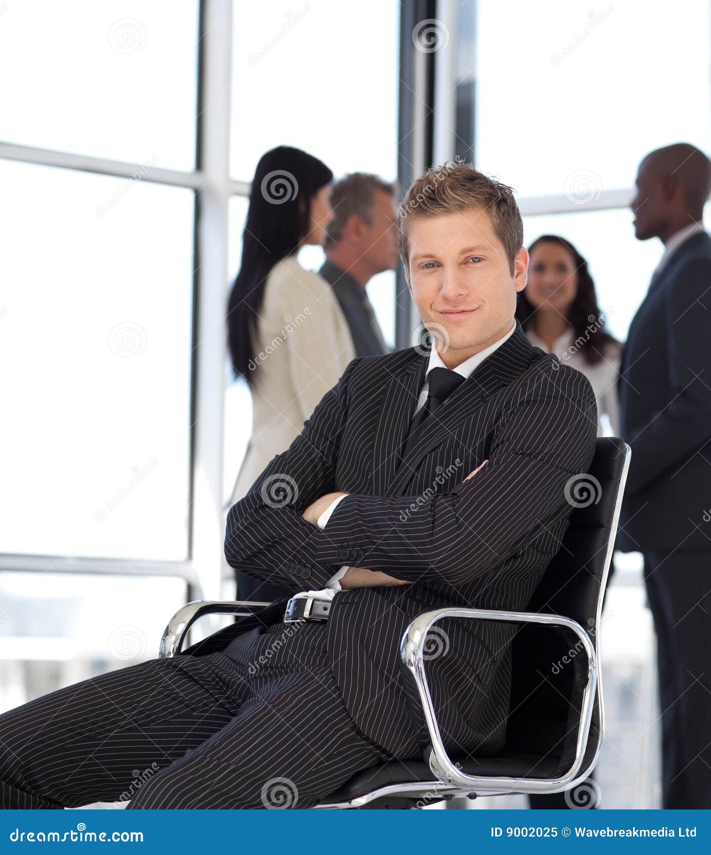 Businesss Man in Office Sitting on Chair Stock Image - Image of ...