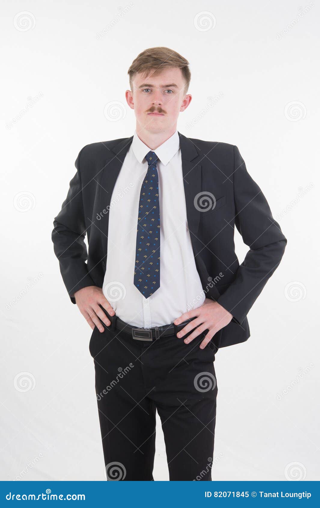 Businesss Man in Suit and Tie on White Background Stock Image - Image ...