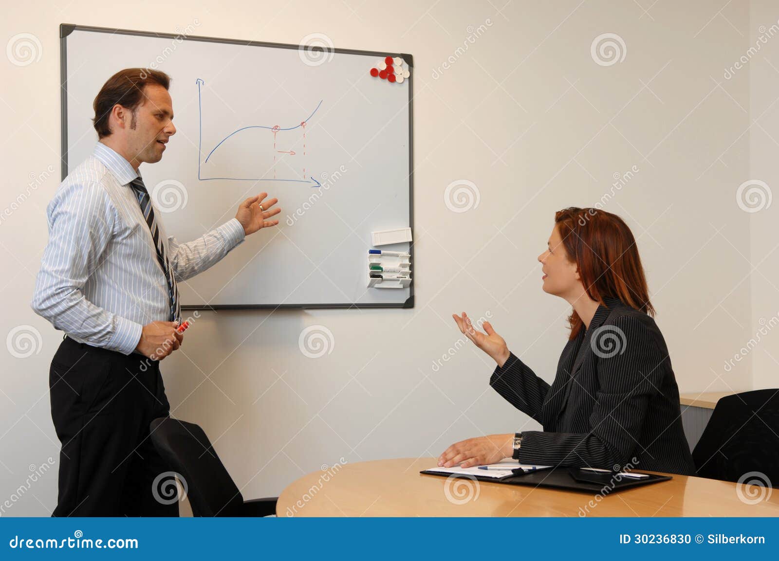 Businesss Meeting, Two People and Board Stock Photo - Image of finance ...