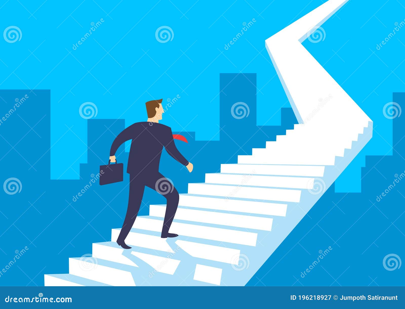 Businessman Walking Up Stairway, Employee Climb Up the Staircase ...