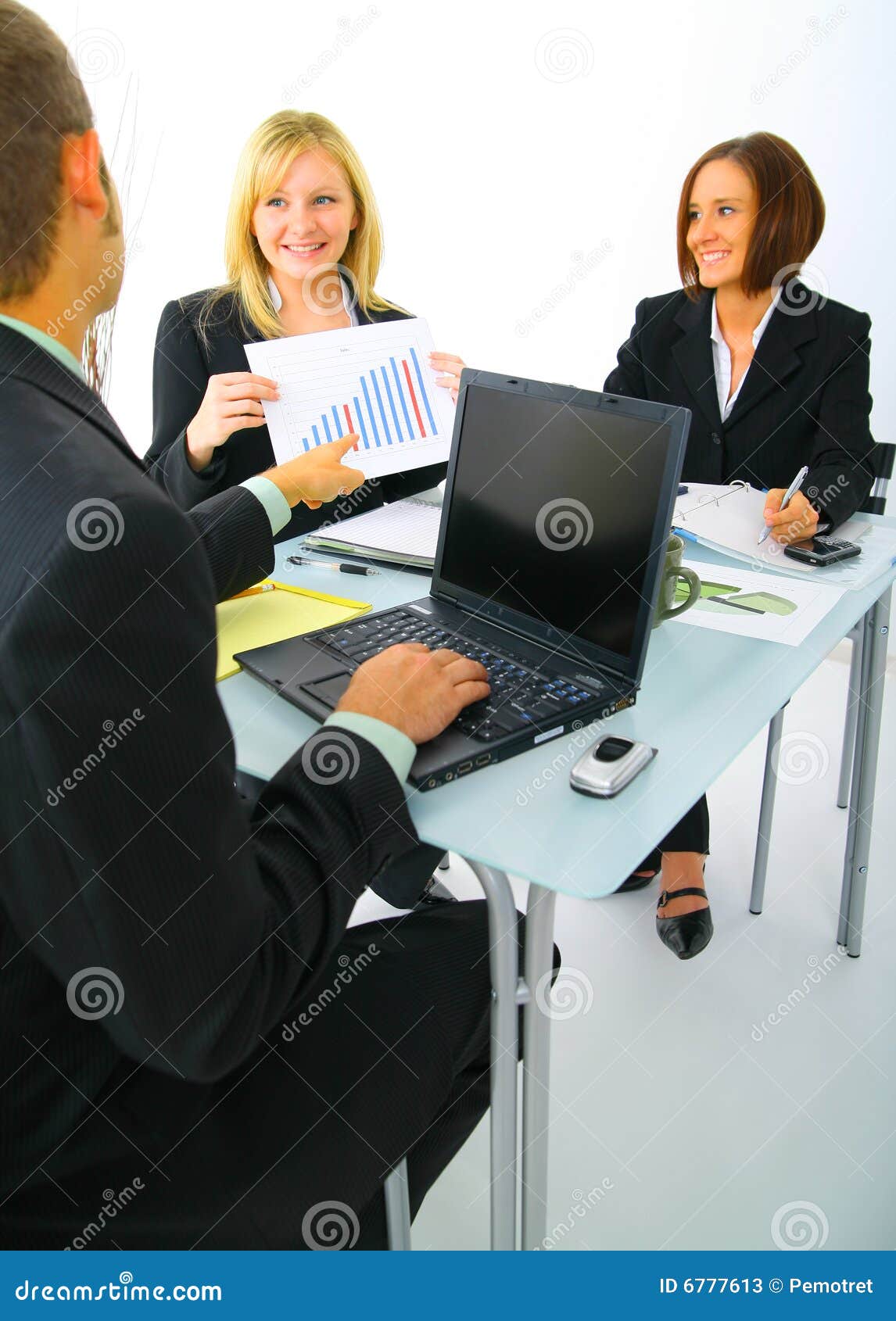 Businessteam Discussing Sales Chart Stock Image - Image of happy ...
