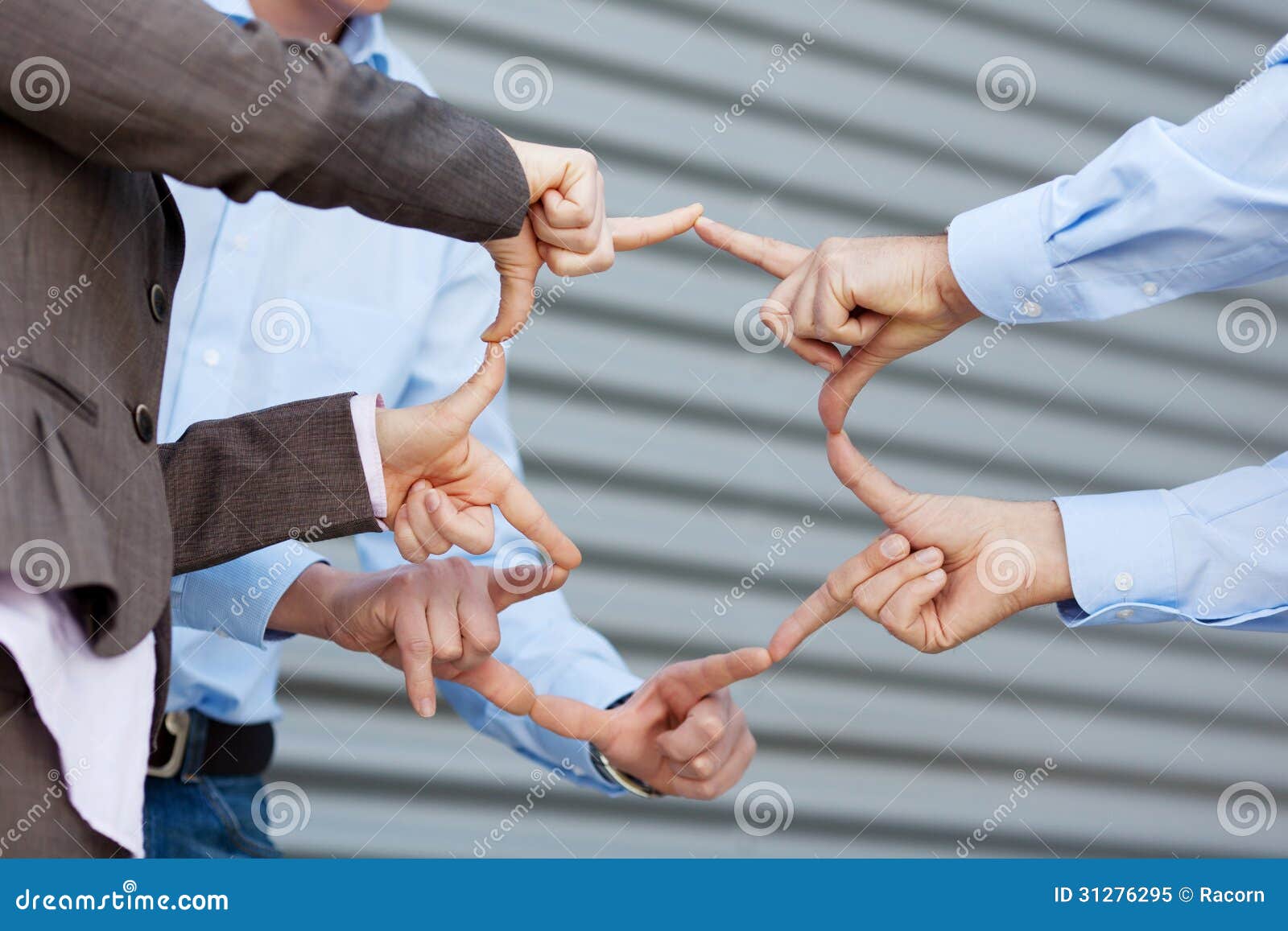 Businessteam Joining Fingers Against Shutter Stock Image - Image of ...