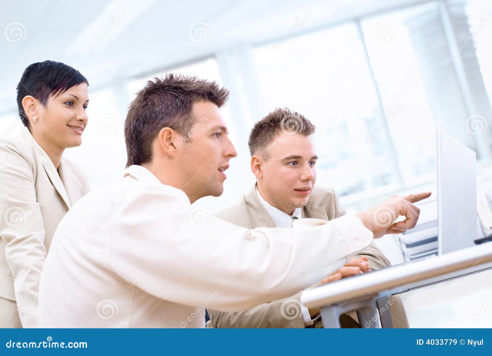 Businessteam with laptop stock image. Image of light, bright - 4033779
