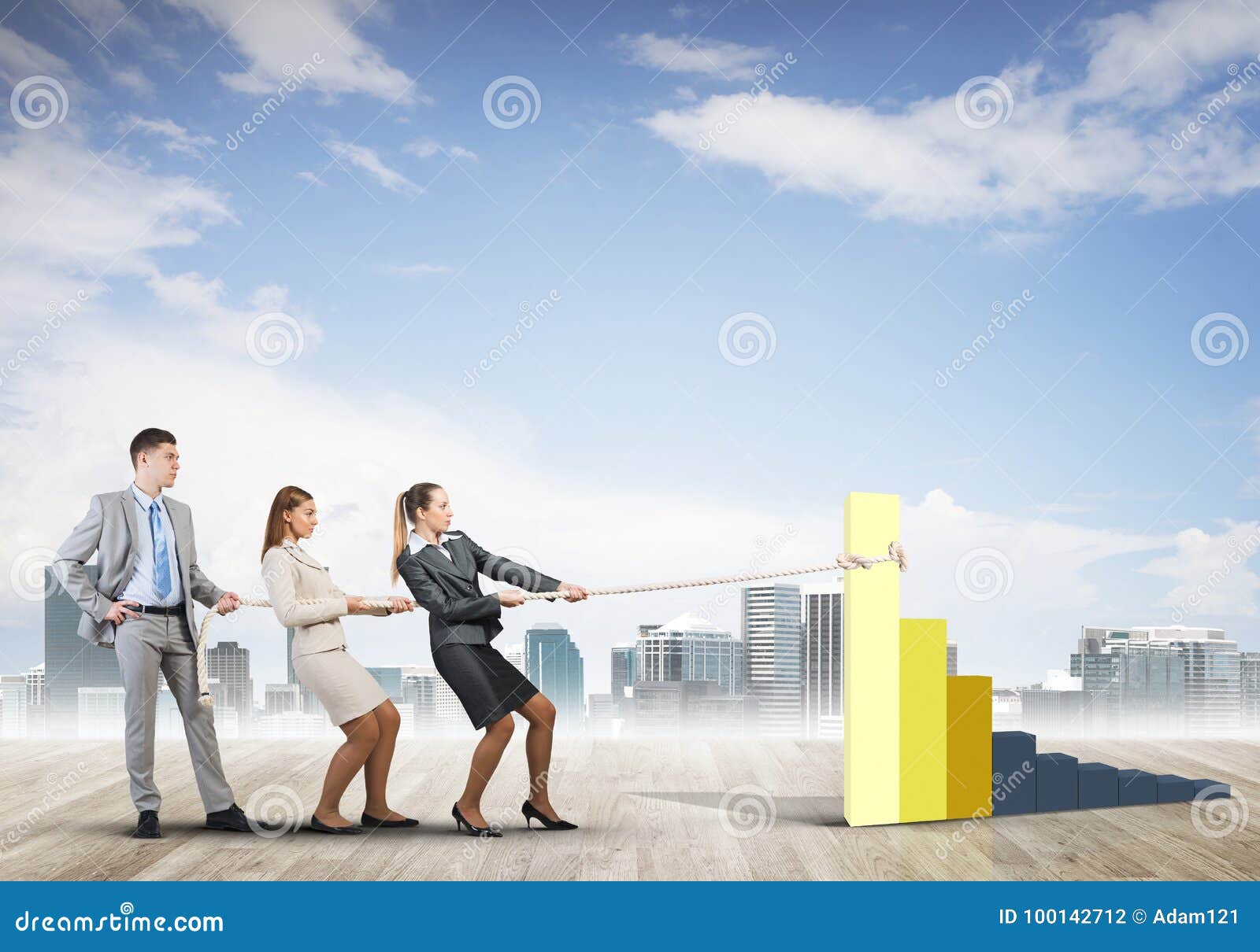 Businessteam Working in Collaboration Making Diagram Grow and Progress ...