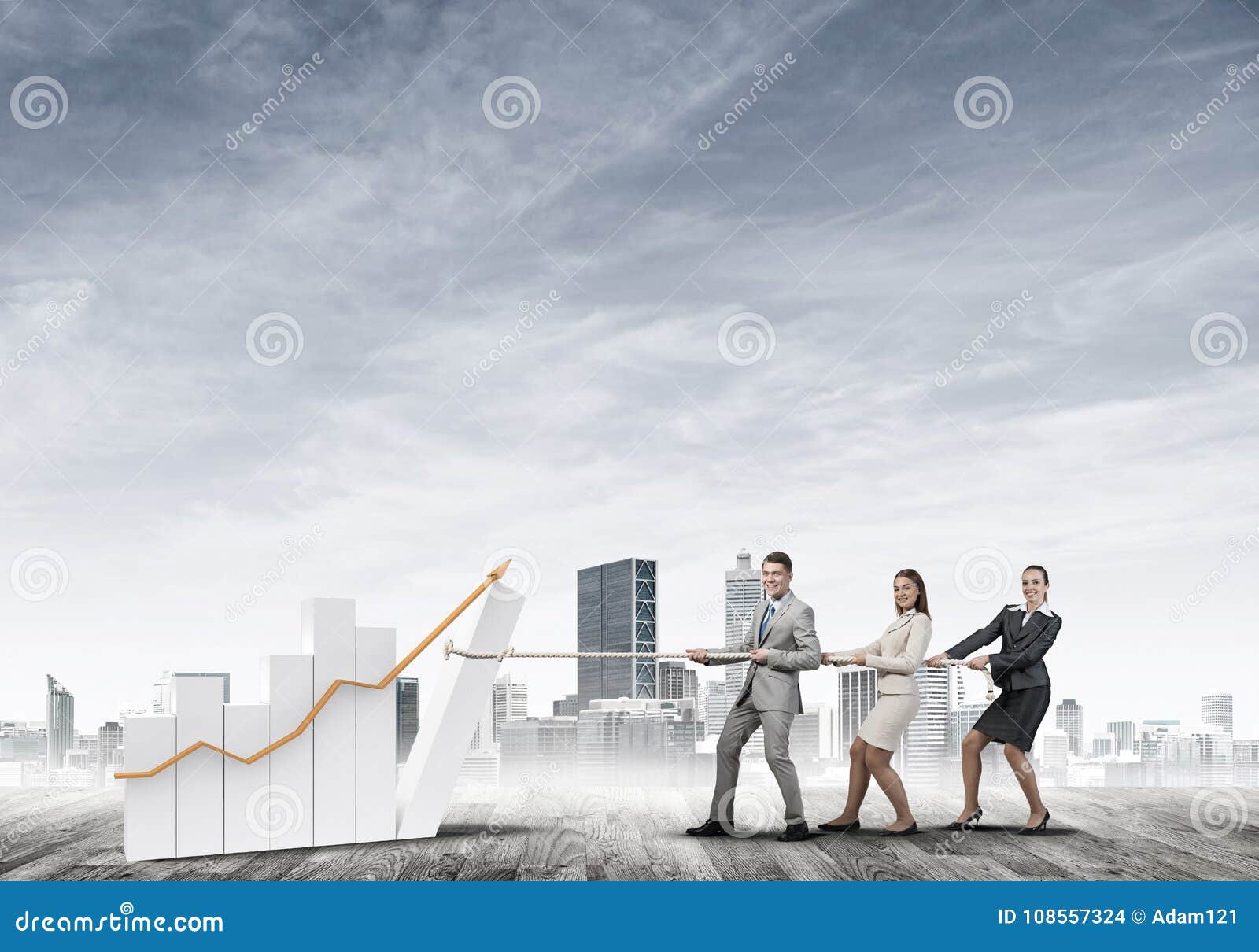 Businessteam Working in Collaboration Making Diagram Grow and Progress ...