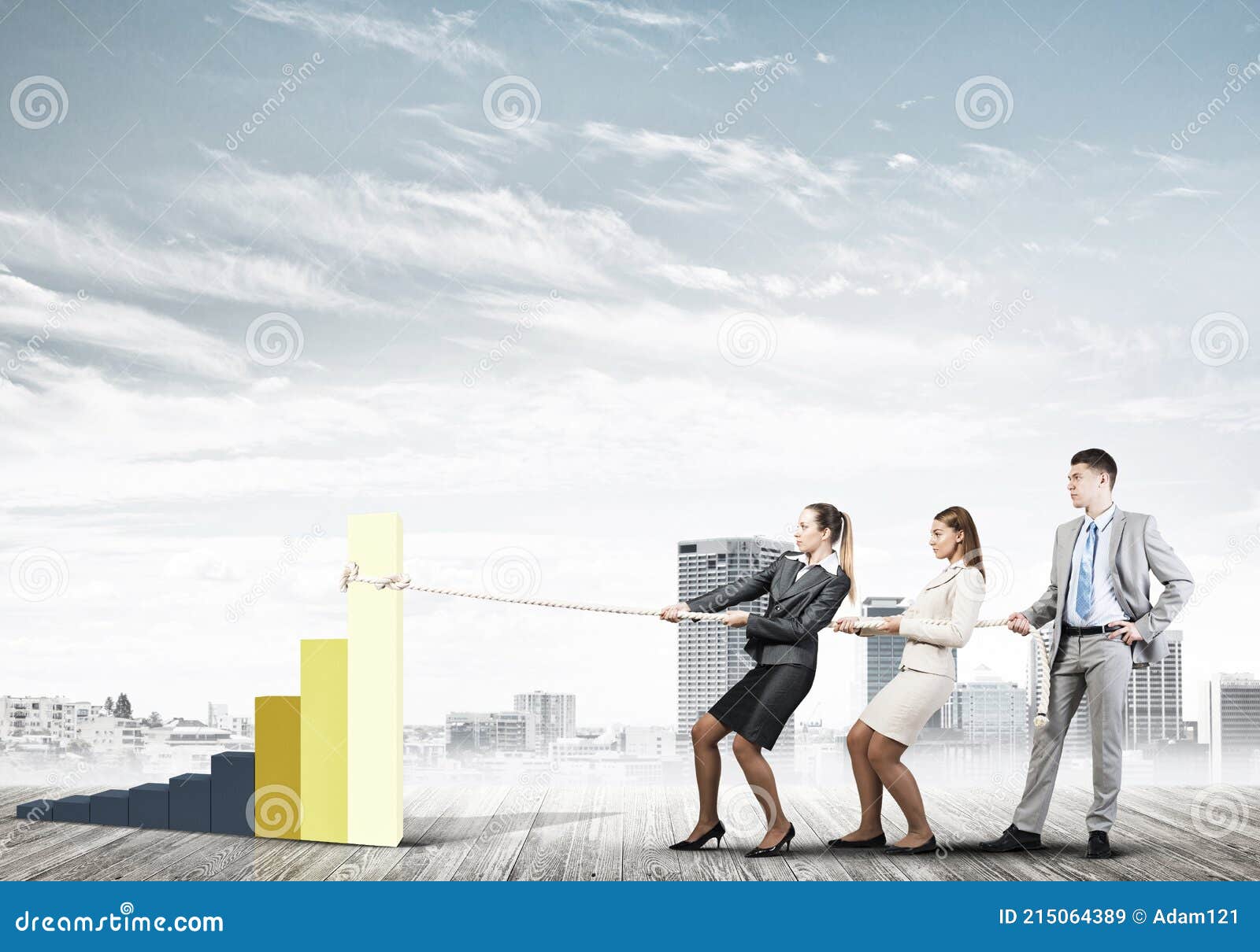 Businessteam Working in Collaboration Making Diagram Grow and Progress ...