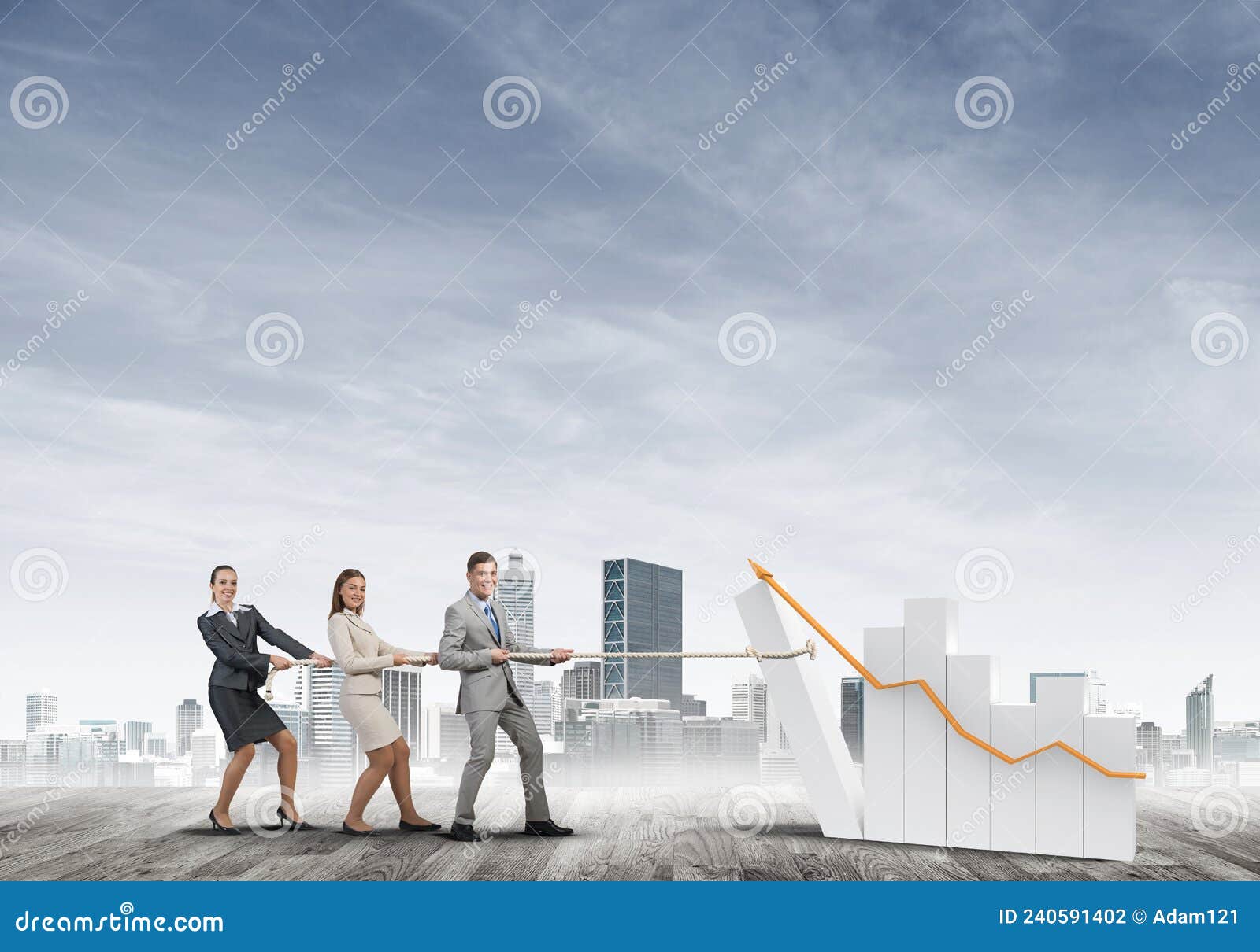 Businessteam Working in Collaboration Making Diagram Grow and Progress ...