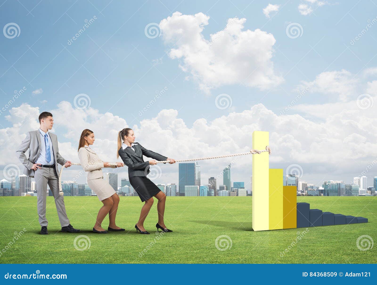 Businessteam Working in Collaboration Making Diagram Grow and Progress ...