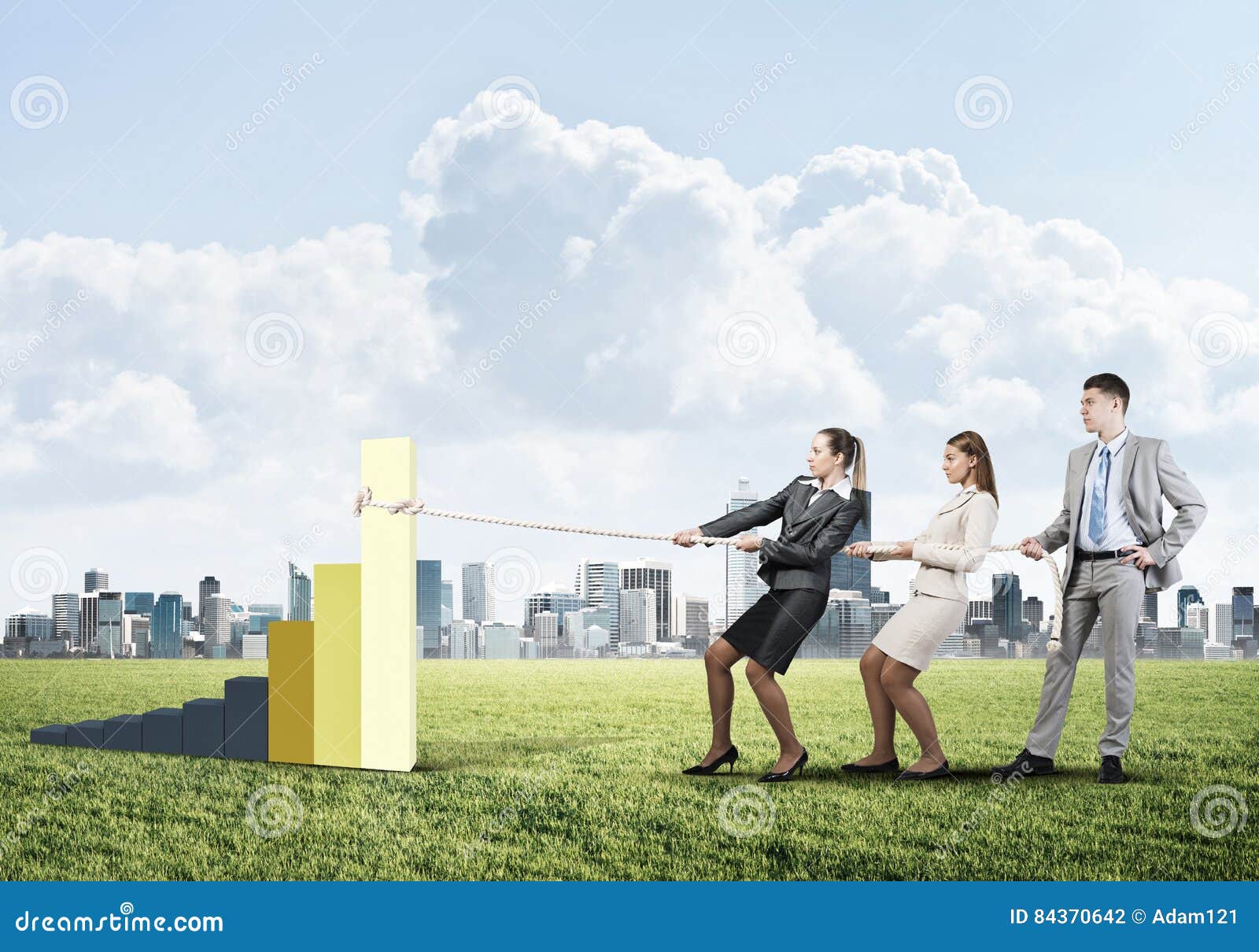 Businessteam Working in Collaboration Making Diagram Grow and Progress ...