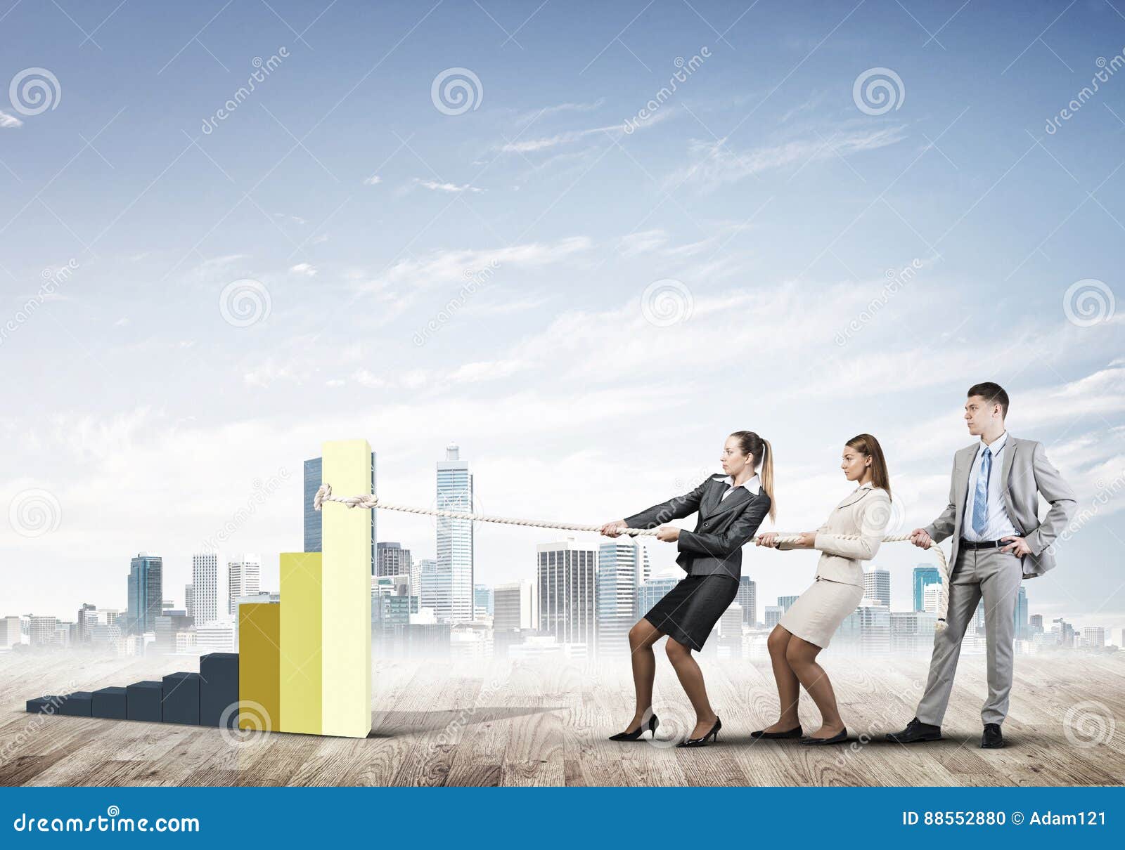 Businessteam Working in Collaboration Making Diagram Grow and Progress ...