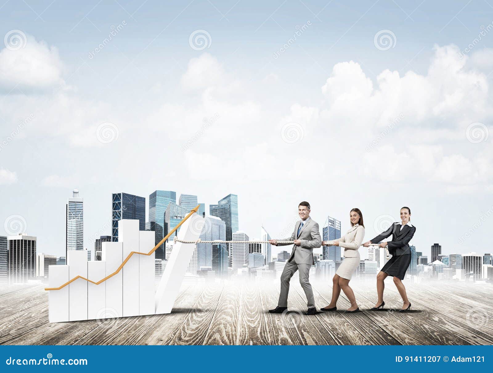 Businessteam Working in Collaboration Making Diagram Grow and Progress ...