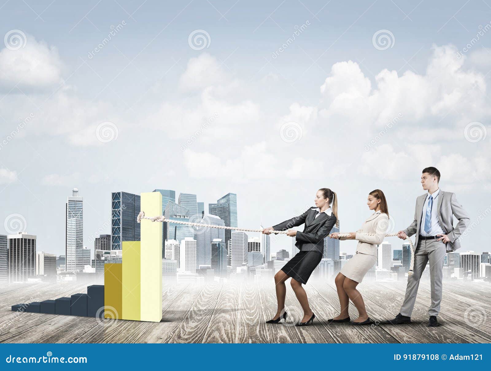 Businessteam Working in Collaboration Making Diagram Grow and Progress ...