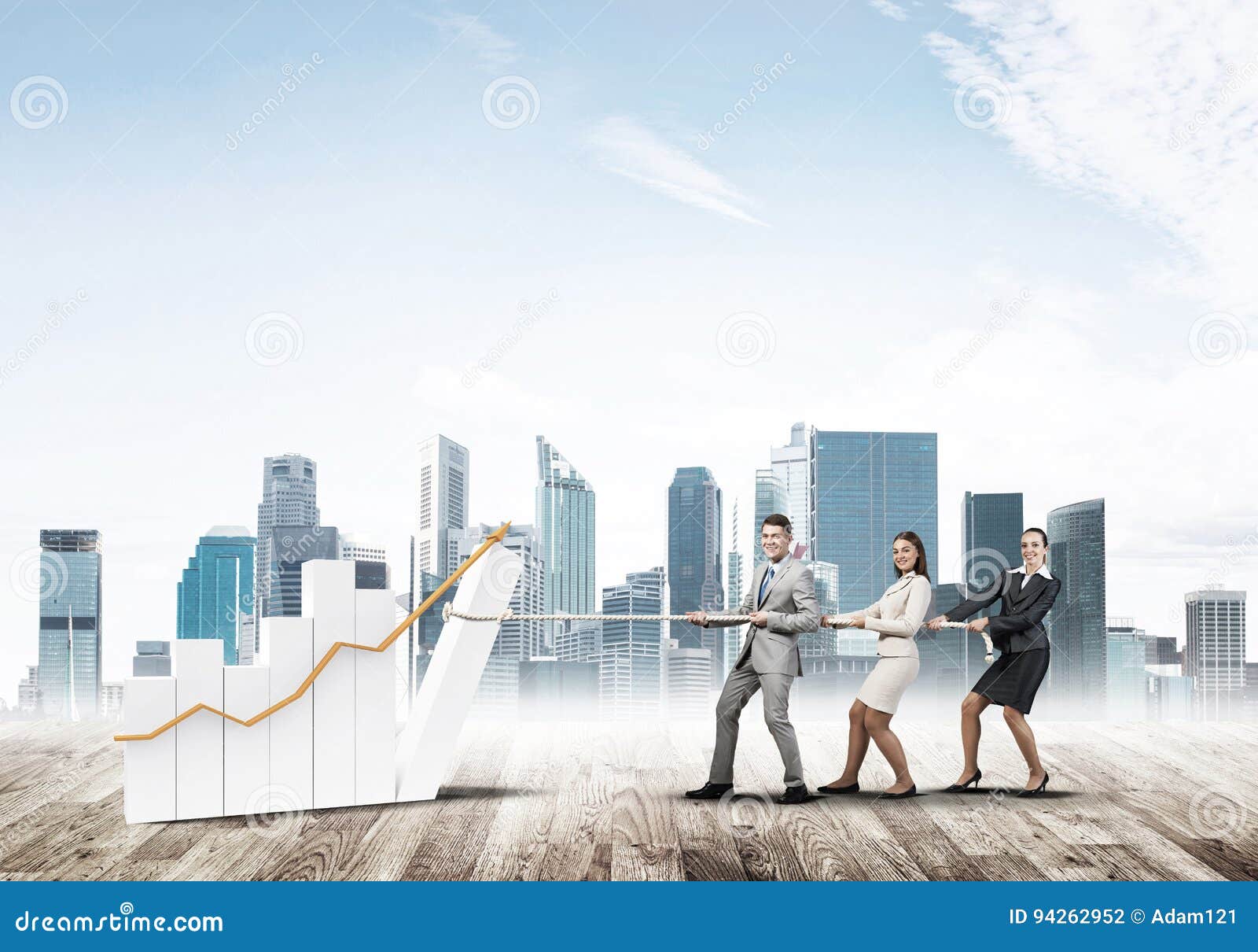 Businessteam Working in Collaboration Making Diagram Grow and Progress ...