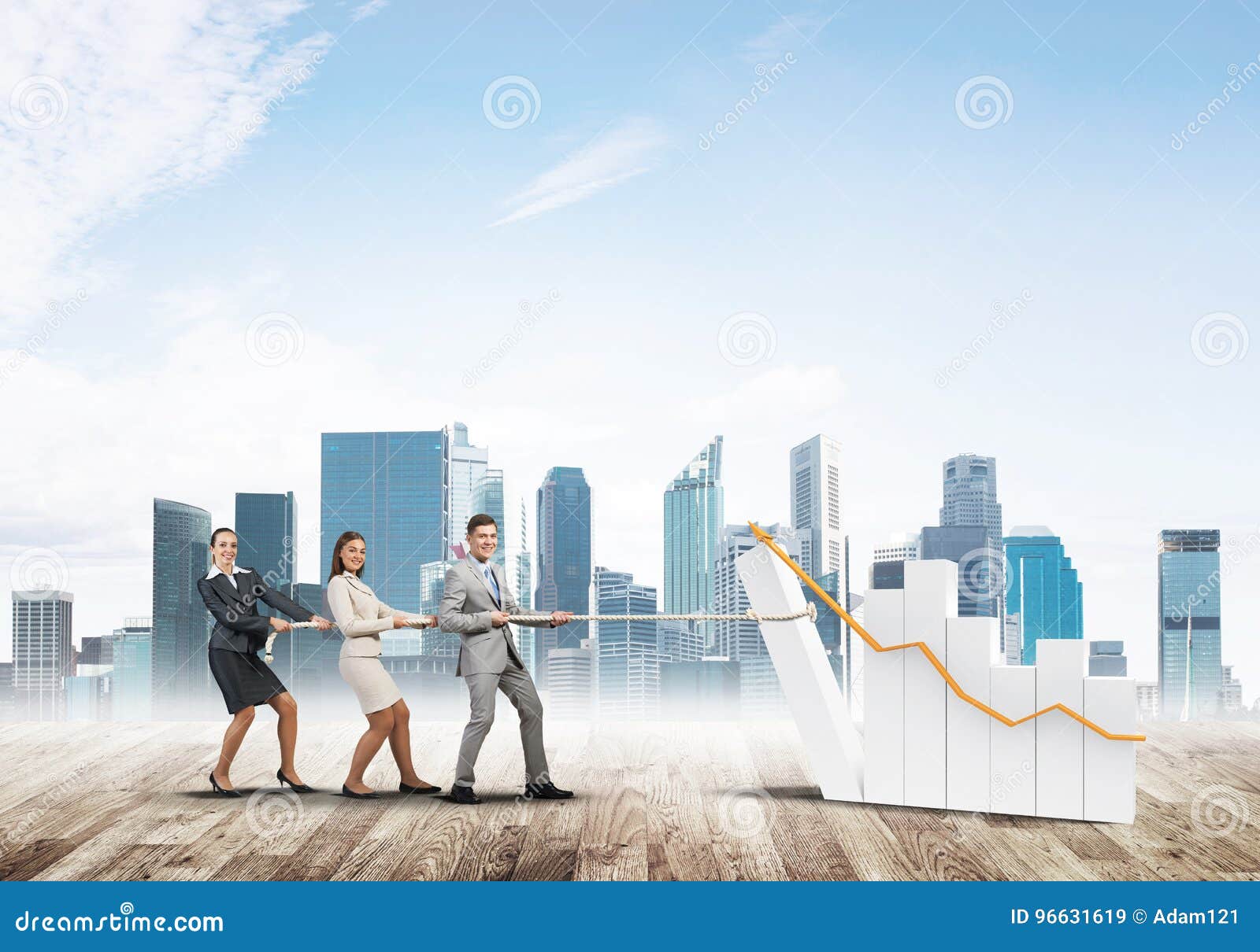 Businessteam Working in Collaboration Making Diagram Grow and Progress ...