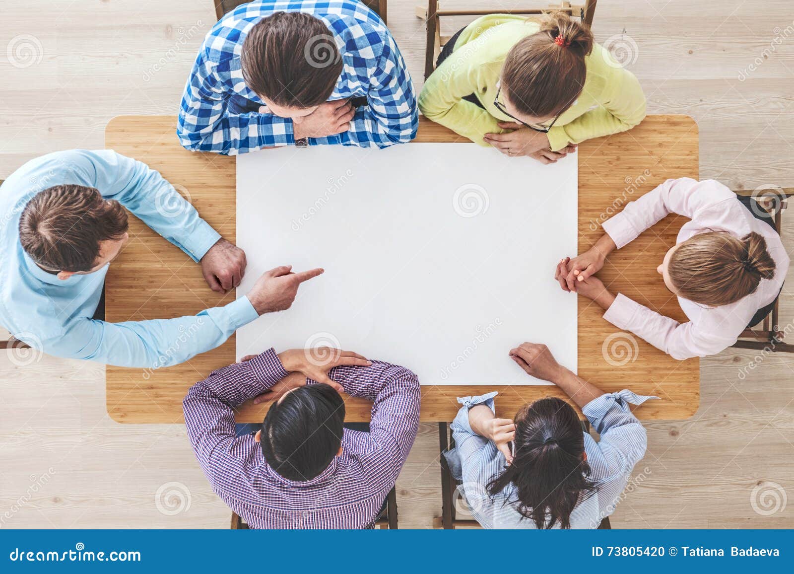 Businessteam Working at Meeting Table Stock Photo - Image of blank ...