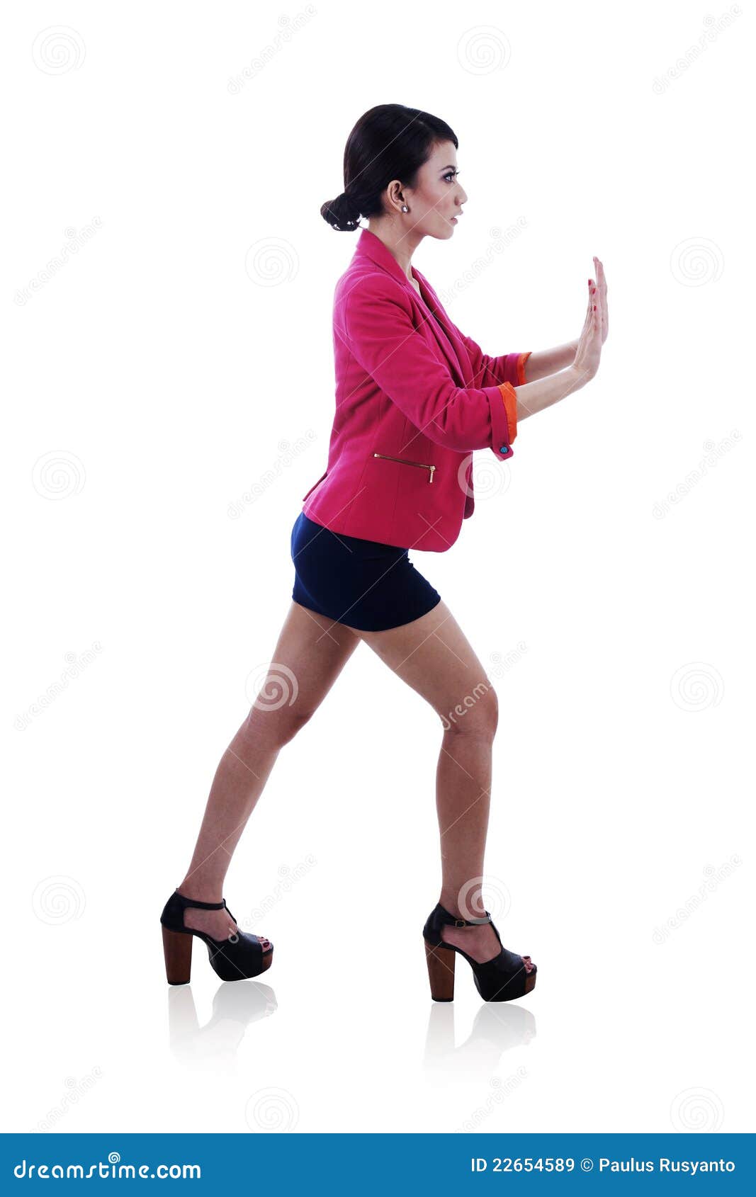 Businesswoma pushing stock image. Image of executive - 22654589