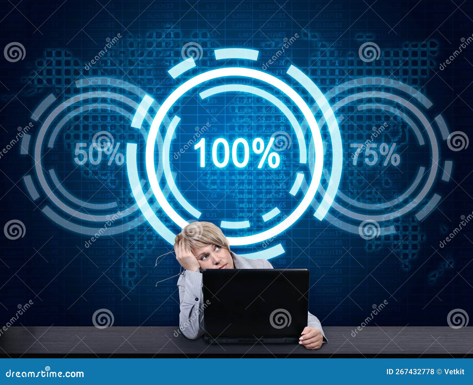 Businesswoman and Analytics Data and Percentage Charts Stock Photo ...