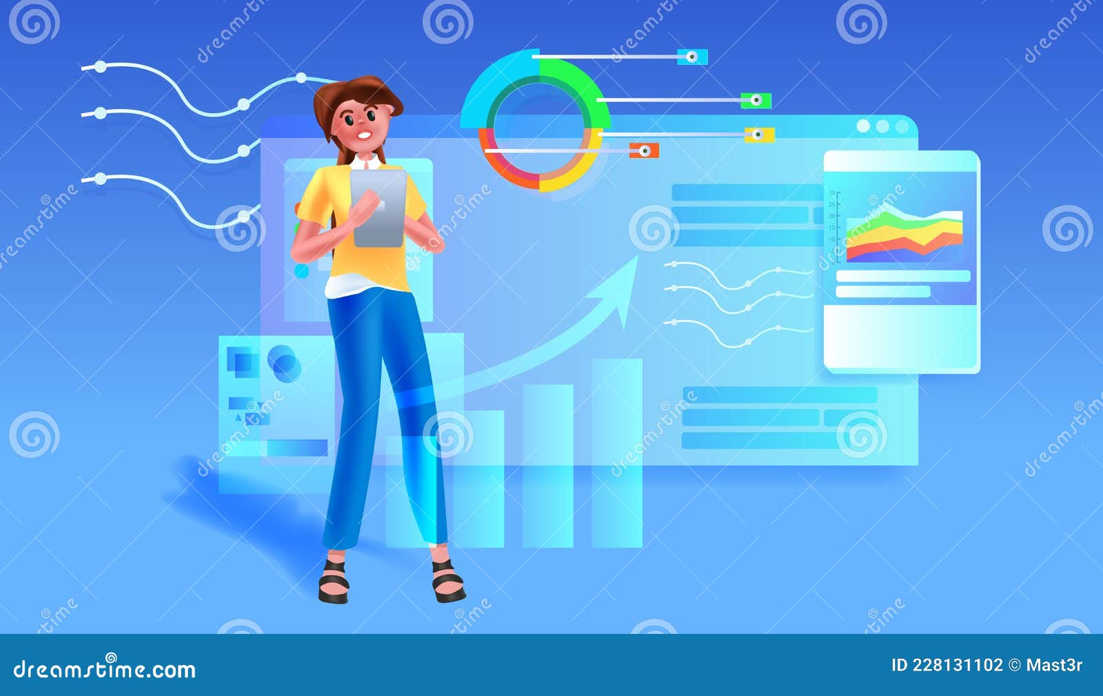 Businesswoman Analyzing Financial Statistic Charts Data Analysis ...