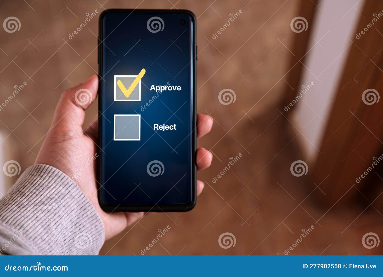 Businesswoman Approving Document and Project on Smartphone. Stock Photo ...