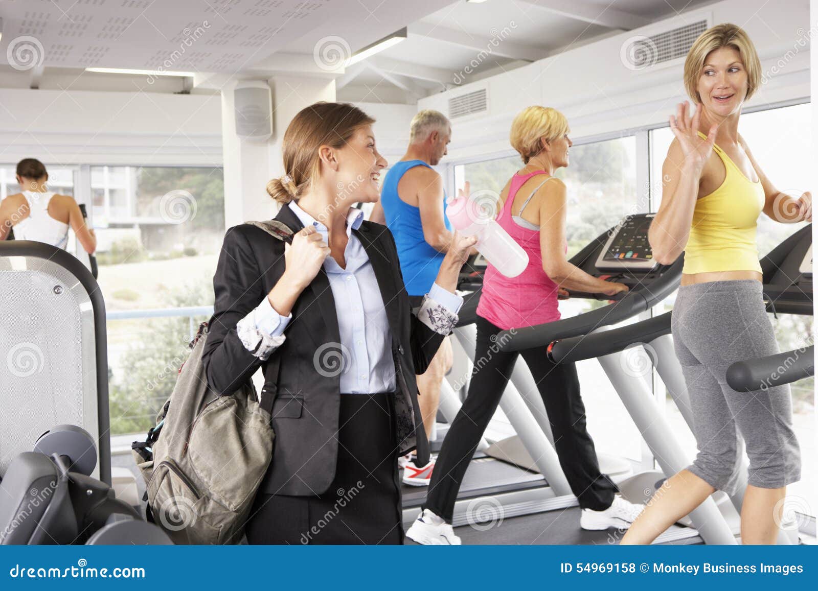 Businesswoman Arriving at Gym after Work Stock Photo - Image of runner ...