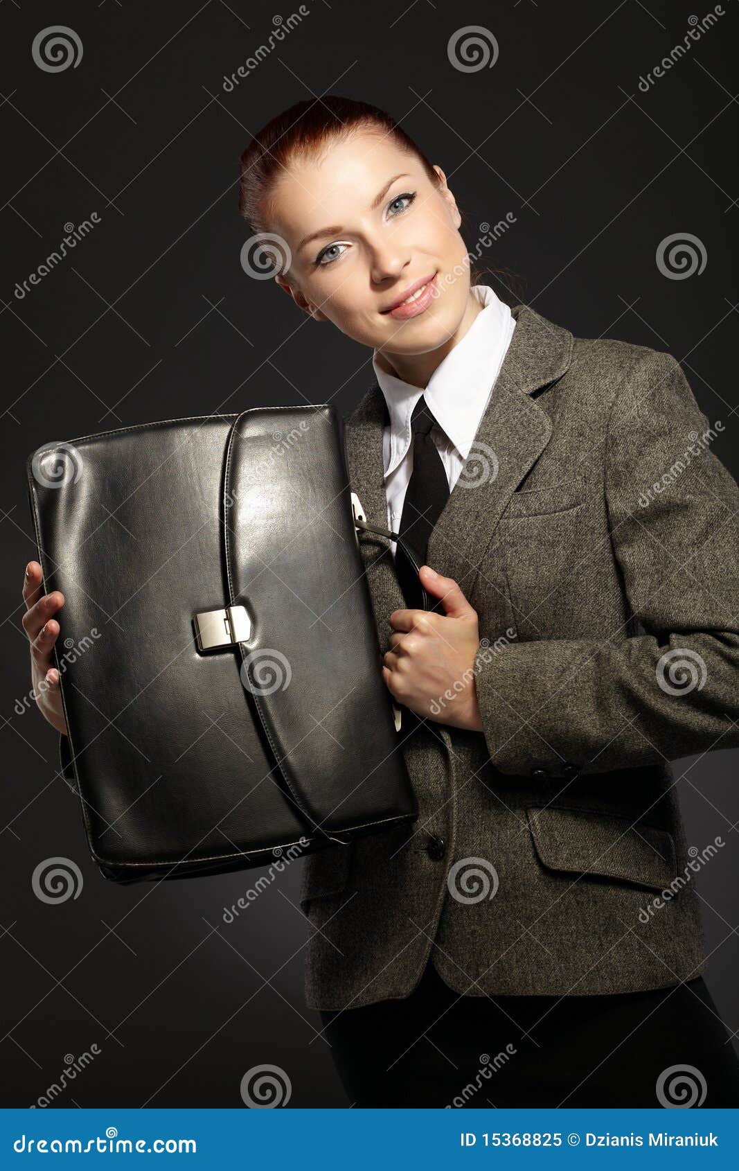 Businesswoman with Black Briefcase Stock Image - Image of elegance ...