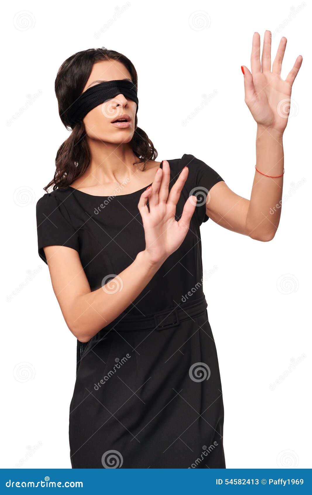 Man With The Blindfold Walking On The Rope Royalty-Free Stock ...