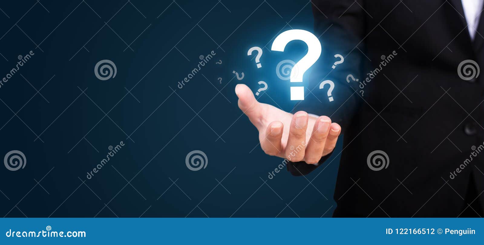 Businesswoman on Blurred Background Holding Hand Question Marks Stock ...