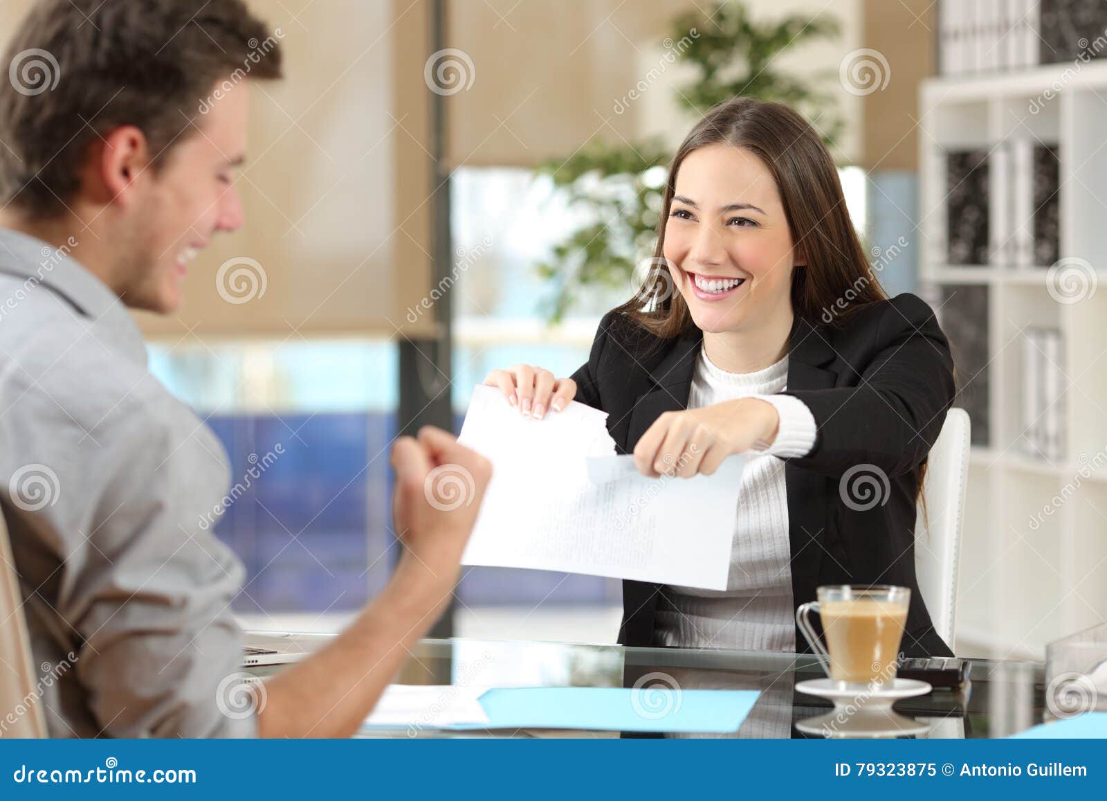 Businesswoman Breaking Contract with a Client Stock Image - Image of ...