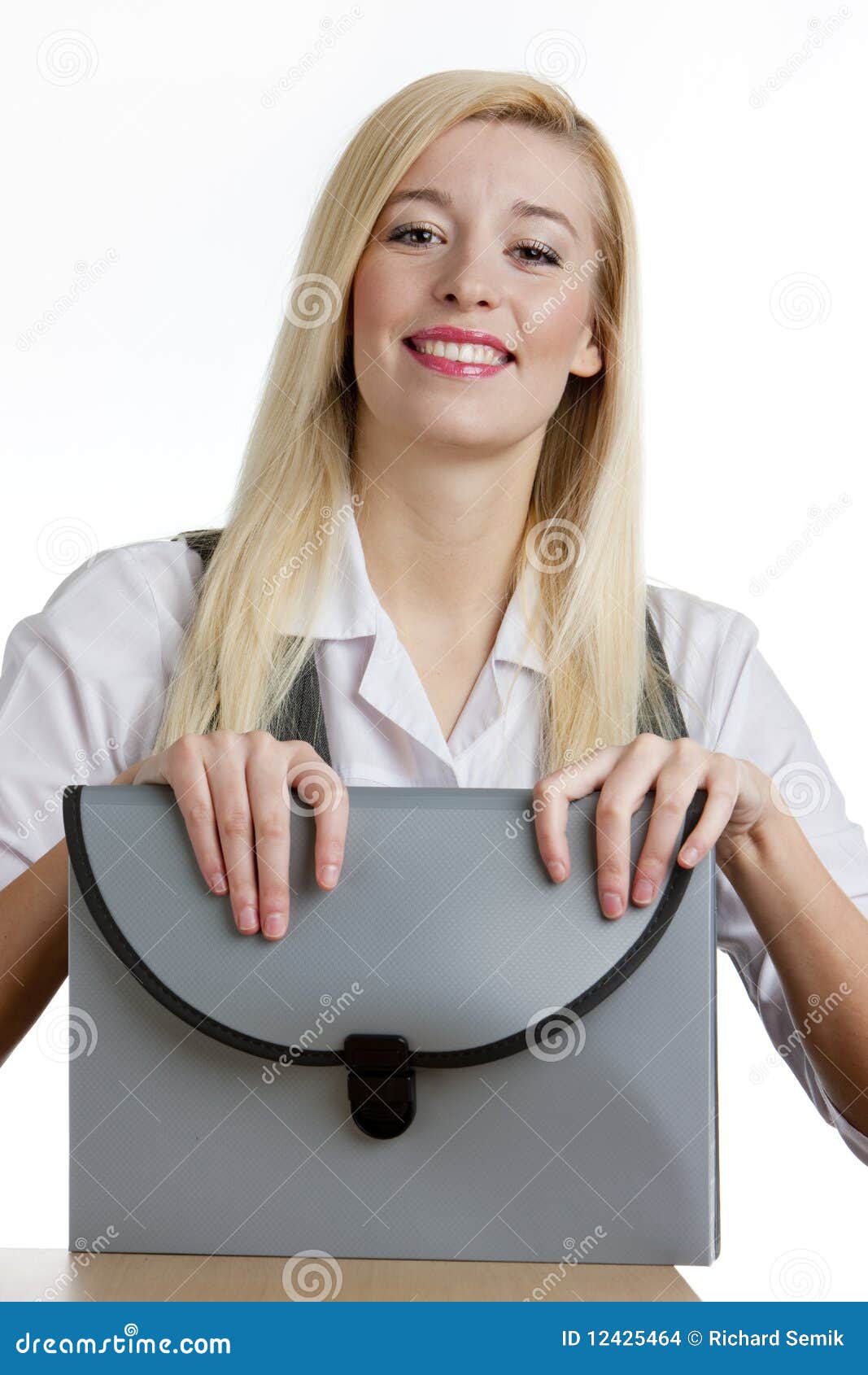 Businesswoman with Briefcase Stock Photo - Image of blonde, feelings ...