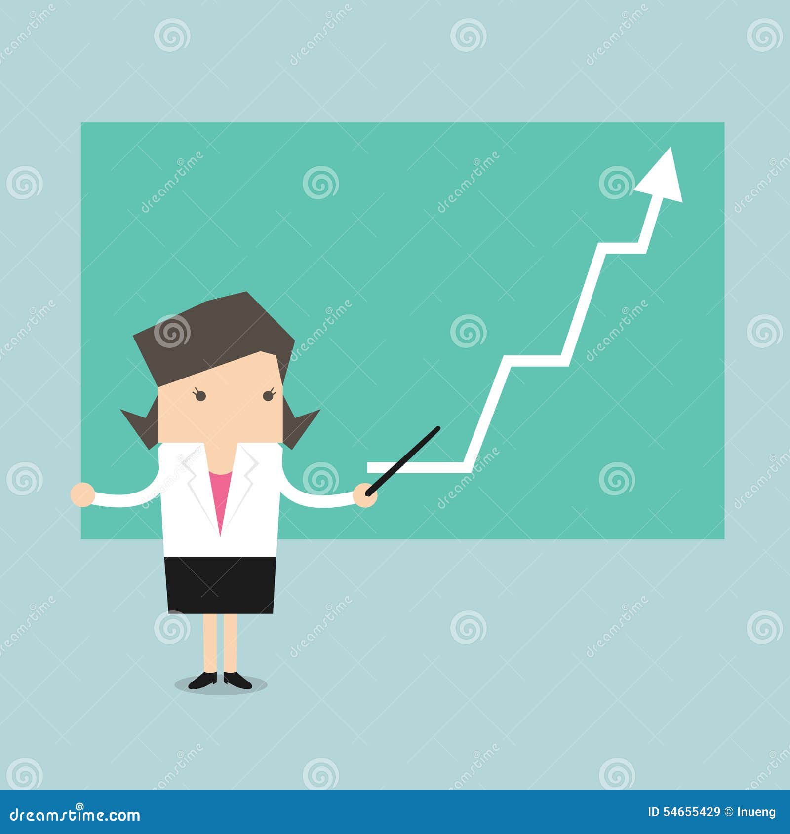 Businesswoman With Business Growing Graph Stock Vector Illustration