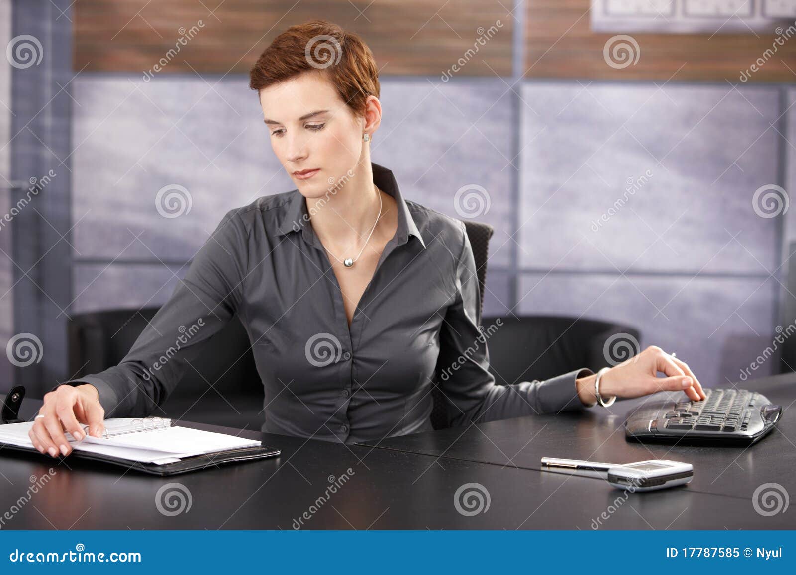 Businesswoman busy working stock image. Image of female - 17787585
