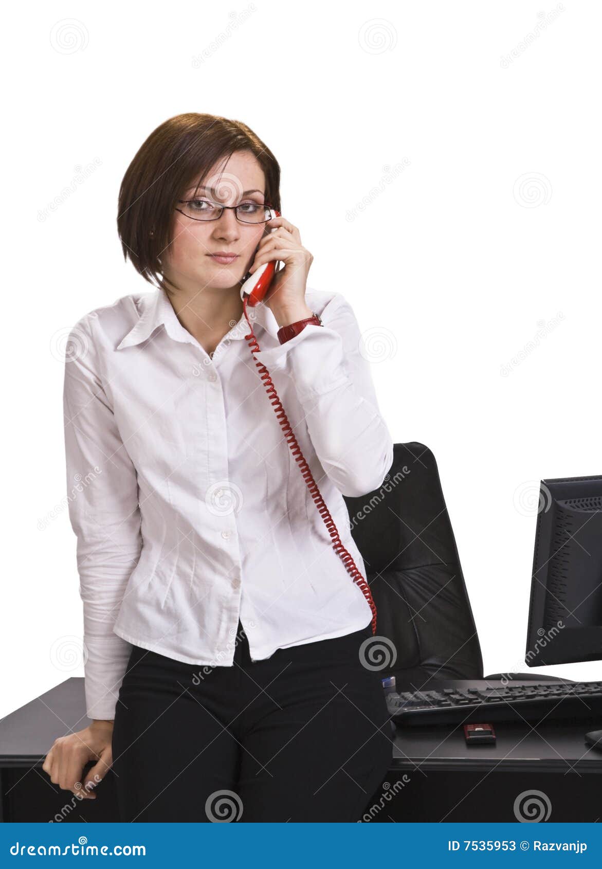 Businesswoman calling stock image. Image of workplace - 7535953