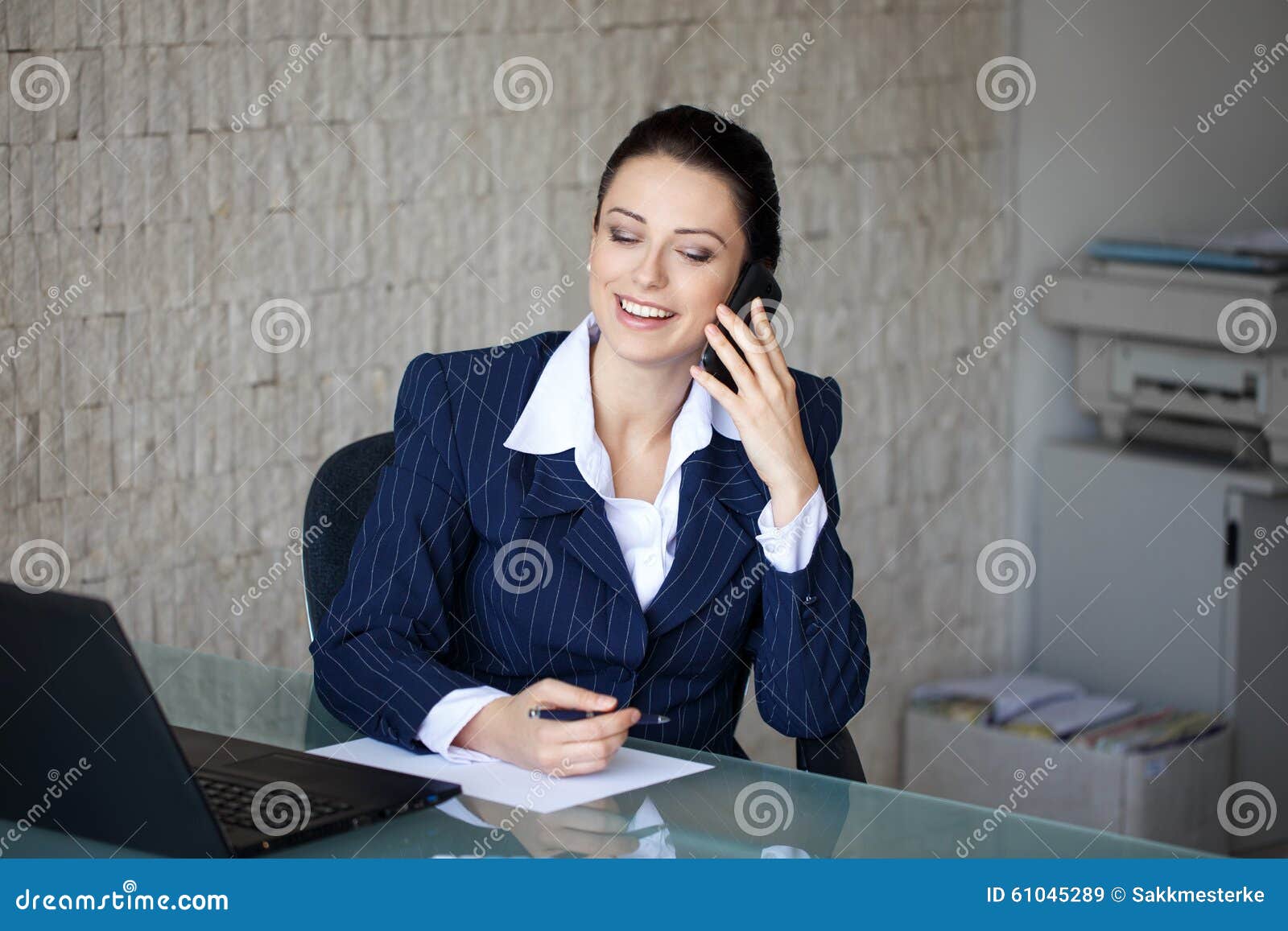 Businesswoman Calling in Office Stock Image - Image of phone, corporate ...