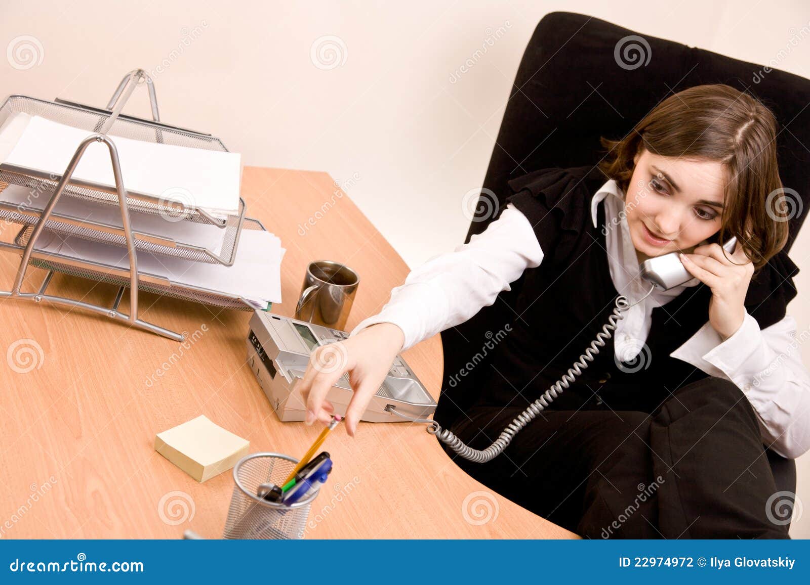 Businesswoman Calling by Phone at Office Stock Photo - Image of ...